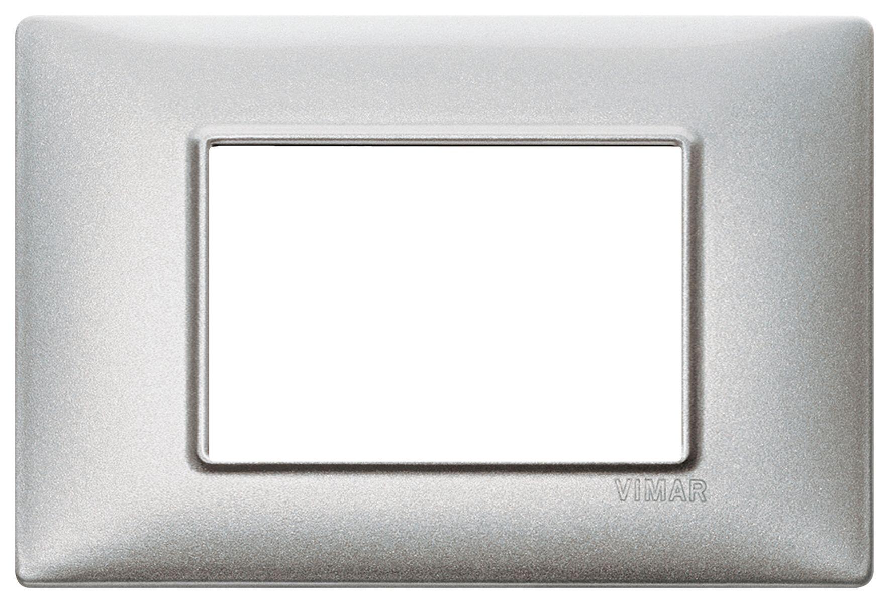 Placca 3 moduli serie Plana VIMAR argento metallizzato | Leroy Merlin