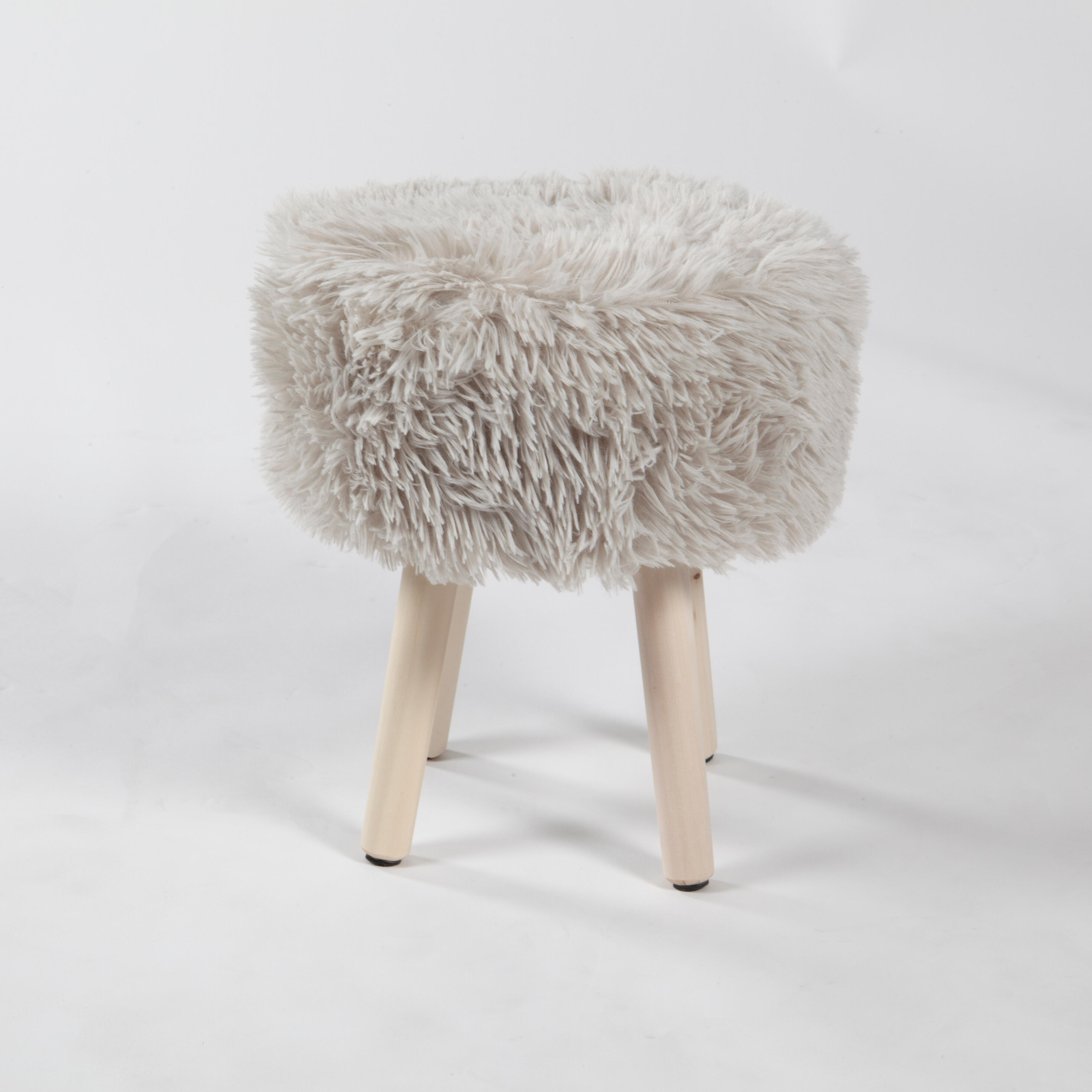 Pouf de sol fausse fourrure, gris H.34 cm | Leroy Merlin