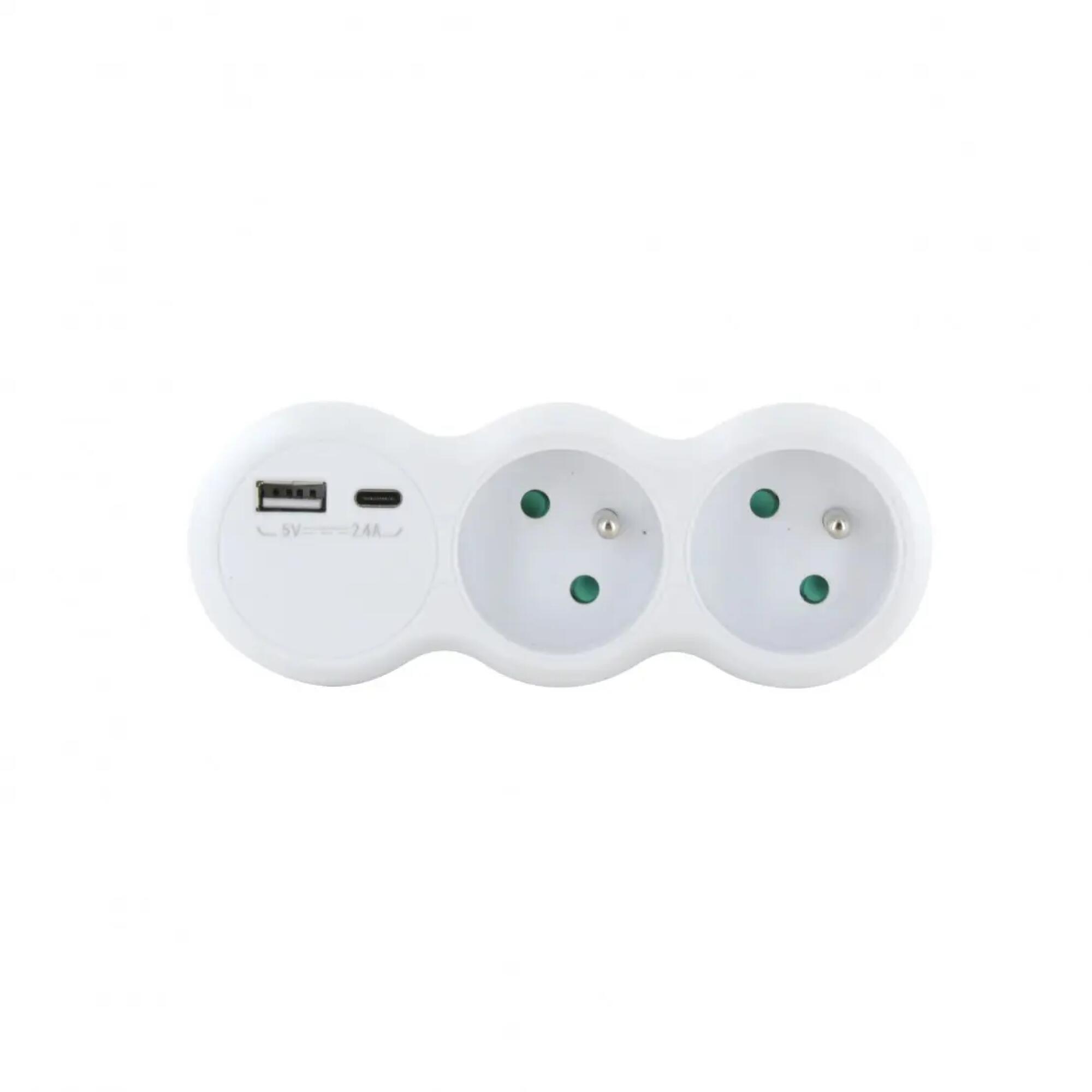 Biplite USB, 2 prises blanc CHACON | Leroy Merlin