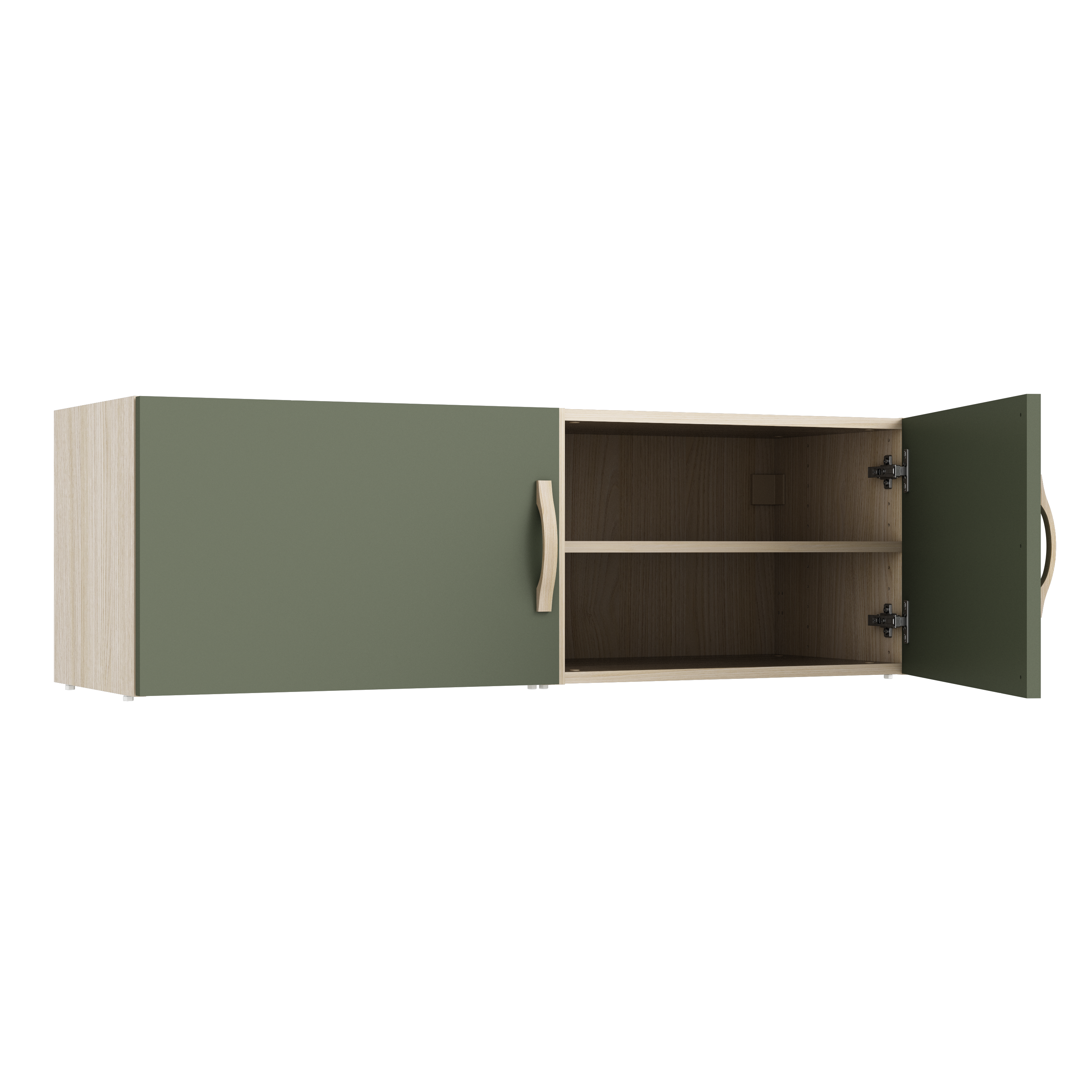 Meuble TV SPACEO Evo'M, façade vert caisson chêne H.38.4 x l.120 x P.38 ...