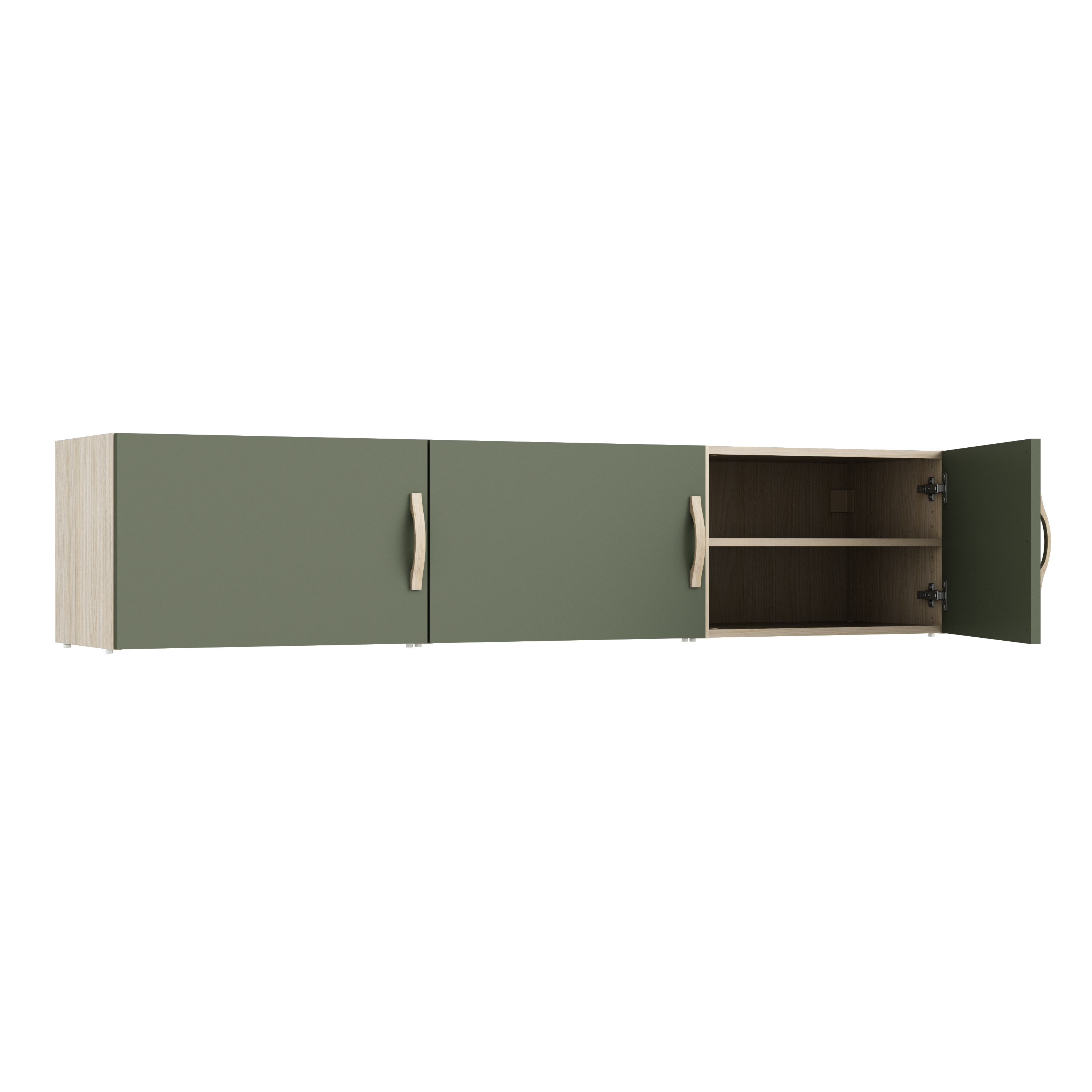 Meuble TV SPACEO Evo'M, façade vert caisson chêne H.38.4 x l.180 x P.38 ...