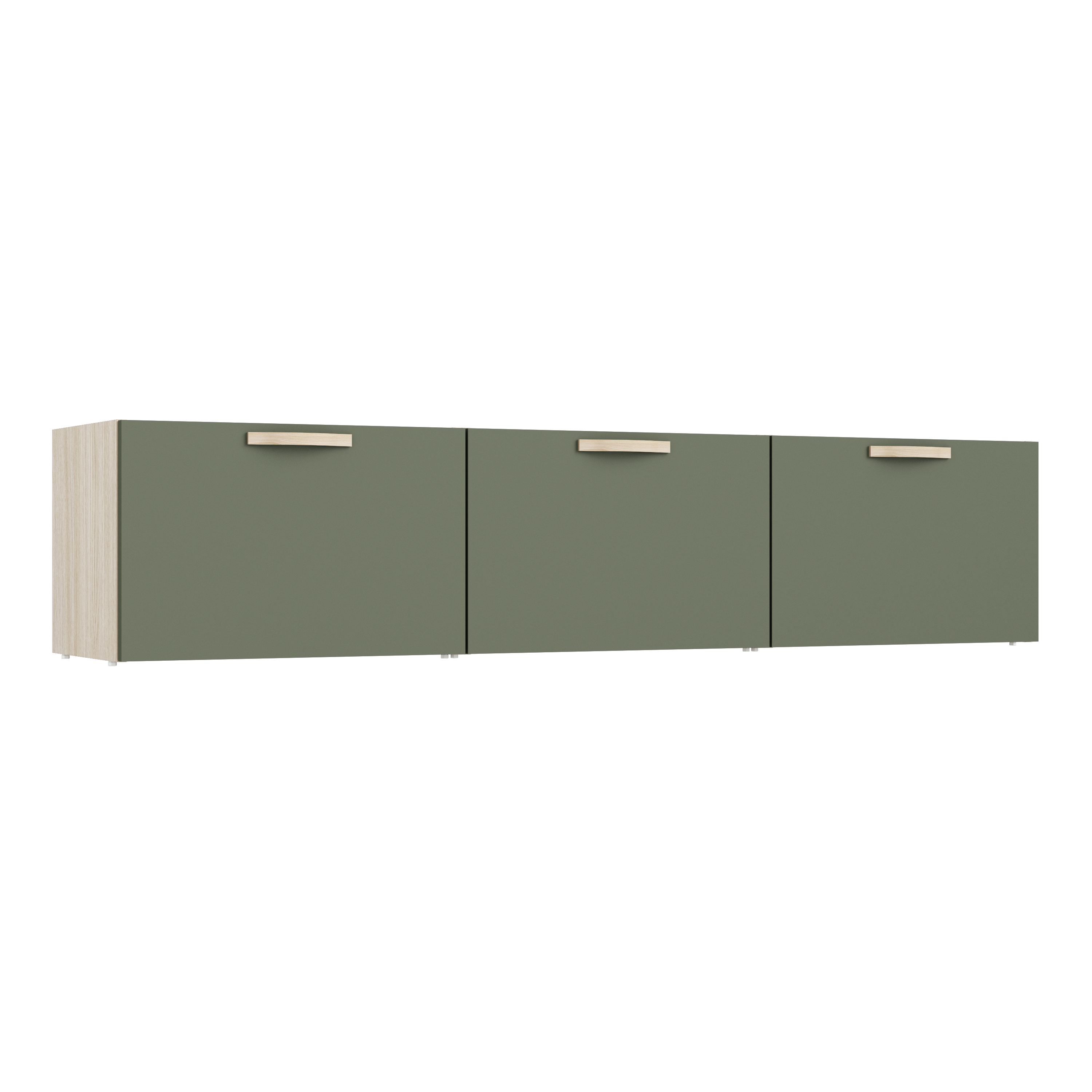 Meuble TV SPACEO Evo'M, façade vert caisson chêne H.38.4 x l.180 x P.38 ...