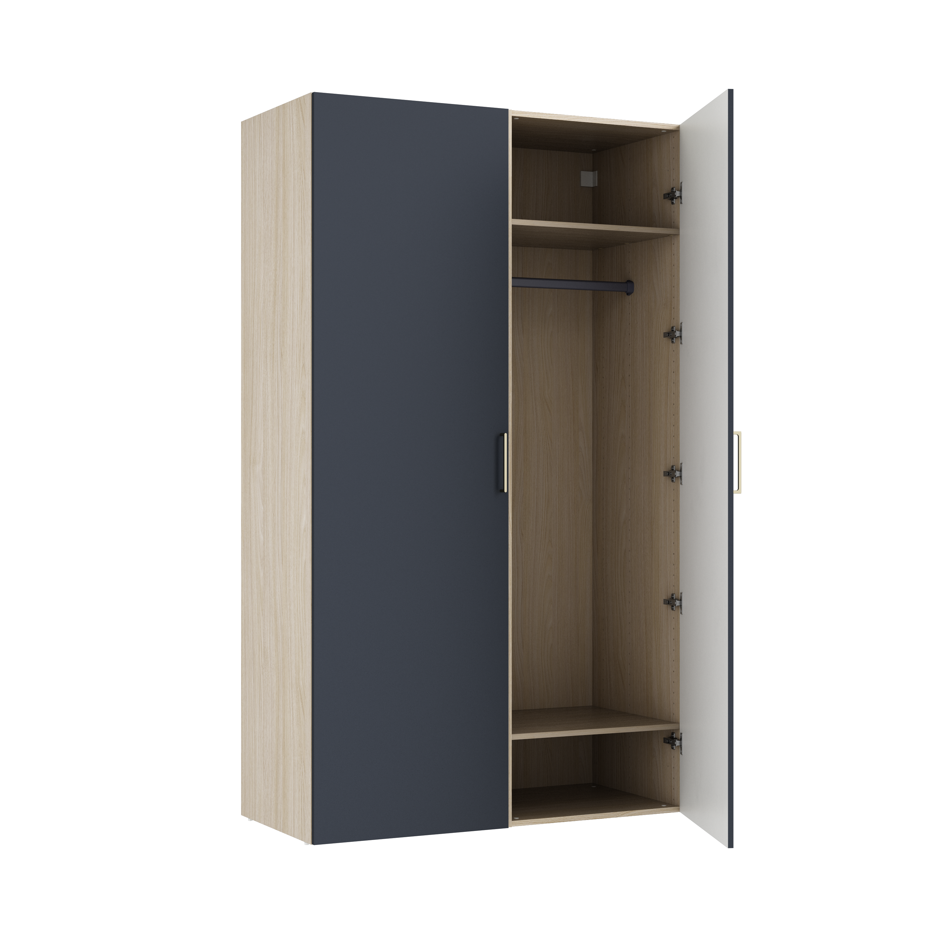 Dressing SPACEO Evo'M, façade bleu / caisson chêne H.204.8 x l.120 x P ...