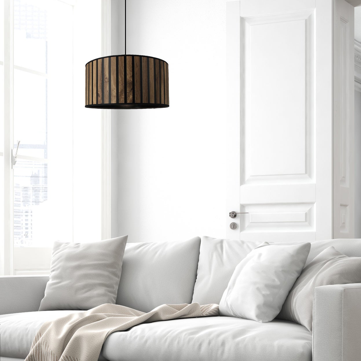 Suspension Latty, pvc, marron, Diam.38 cm, E27 | Leroy Merlin