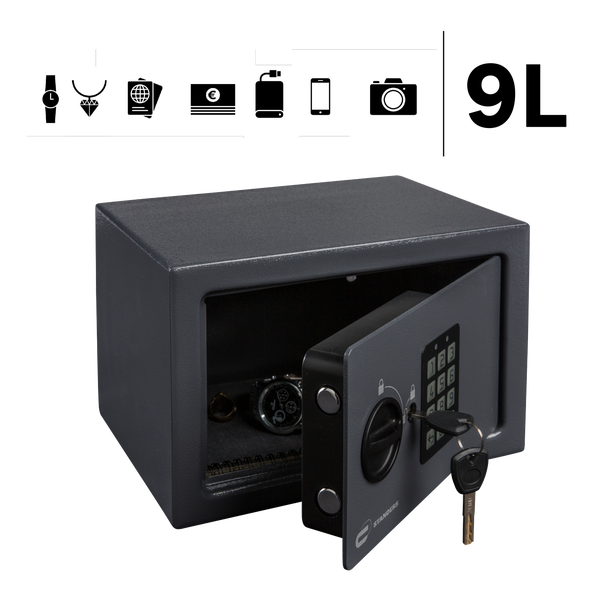 Caja fuerte de fijar STANDERS, digital + llave de emergencia, 9L, 28x18x20 cm | Leroy Merlin