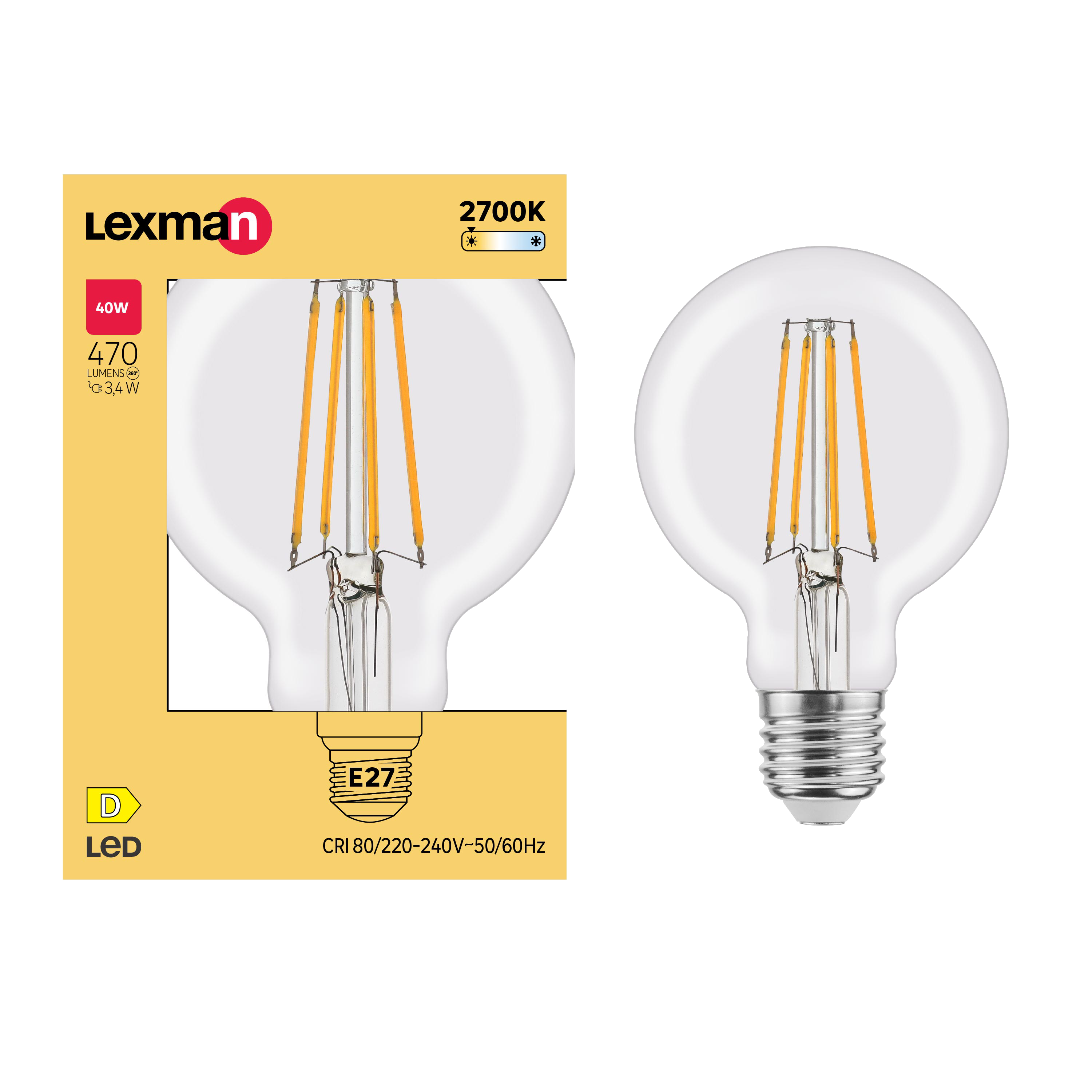 Żarówka LED E27 3,4 W 470 lm Ciepła biel Lexman - Leroy Merlin