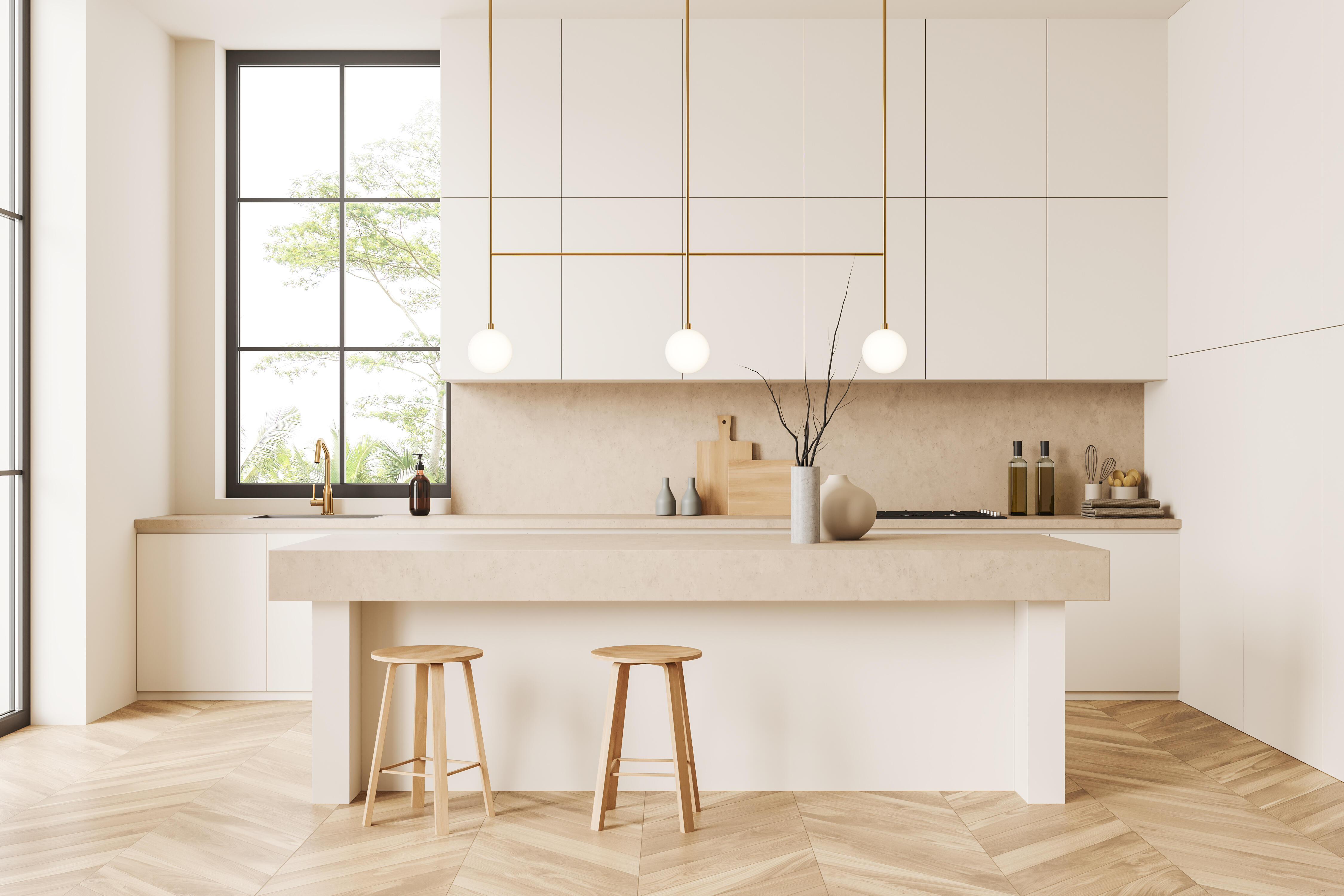 Cucina minimal bianca e beige | Leroy Merlin