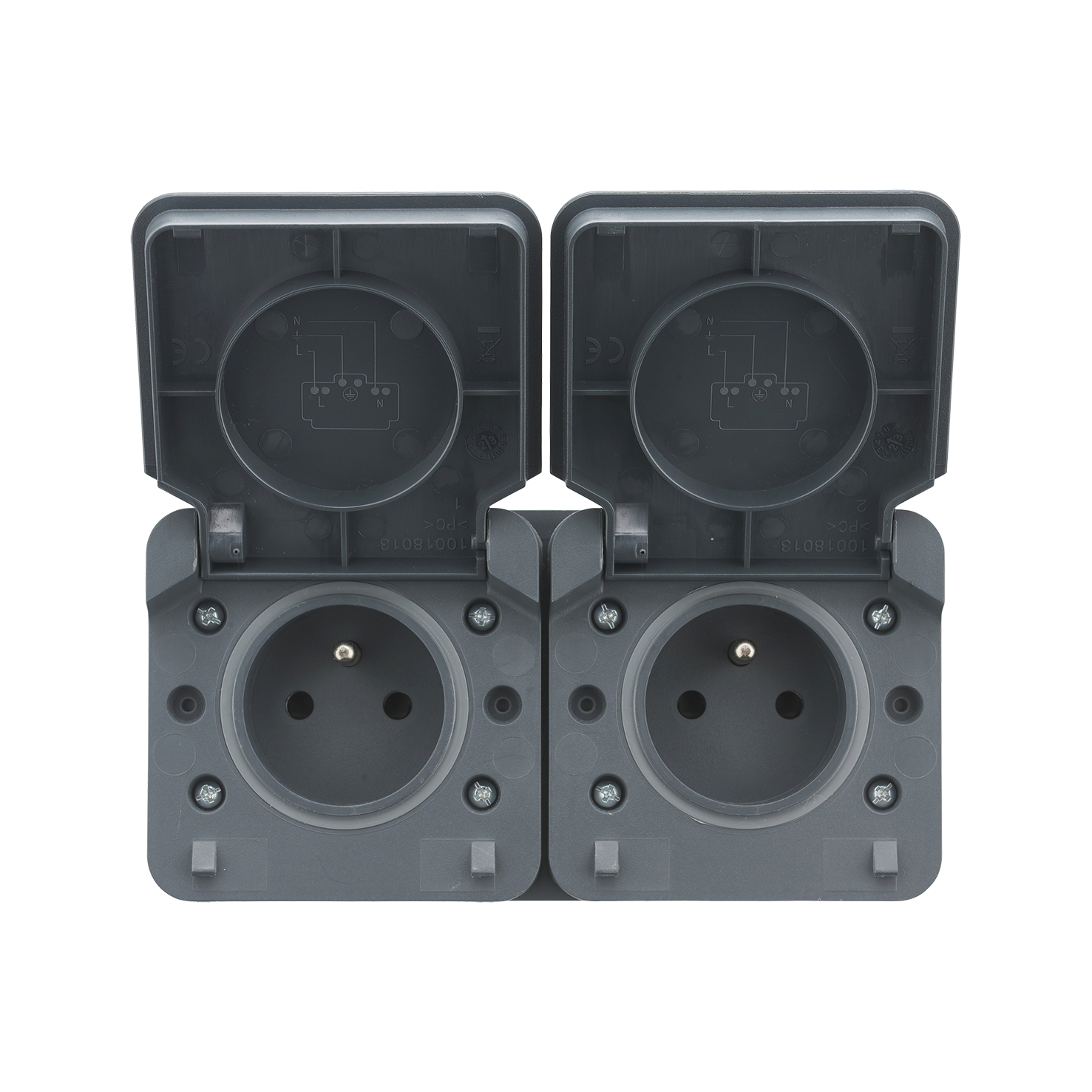 Double prise étanche horizontale Cyklone, DEBFLEX, anthracite | Leroy ...