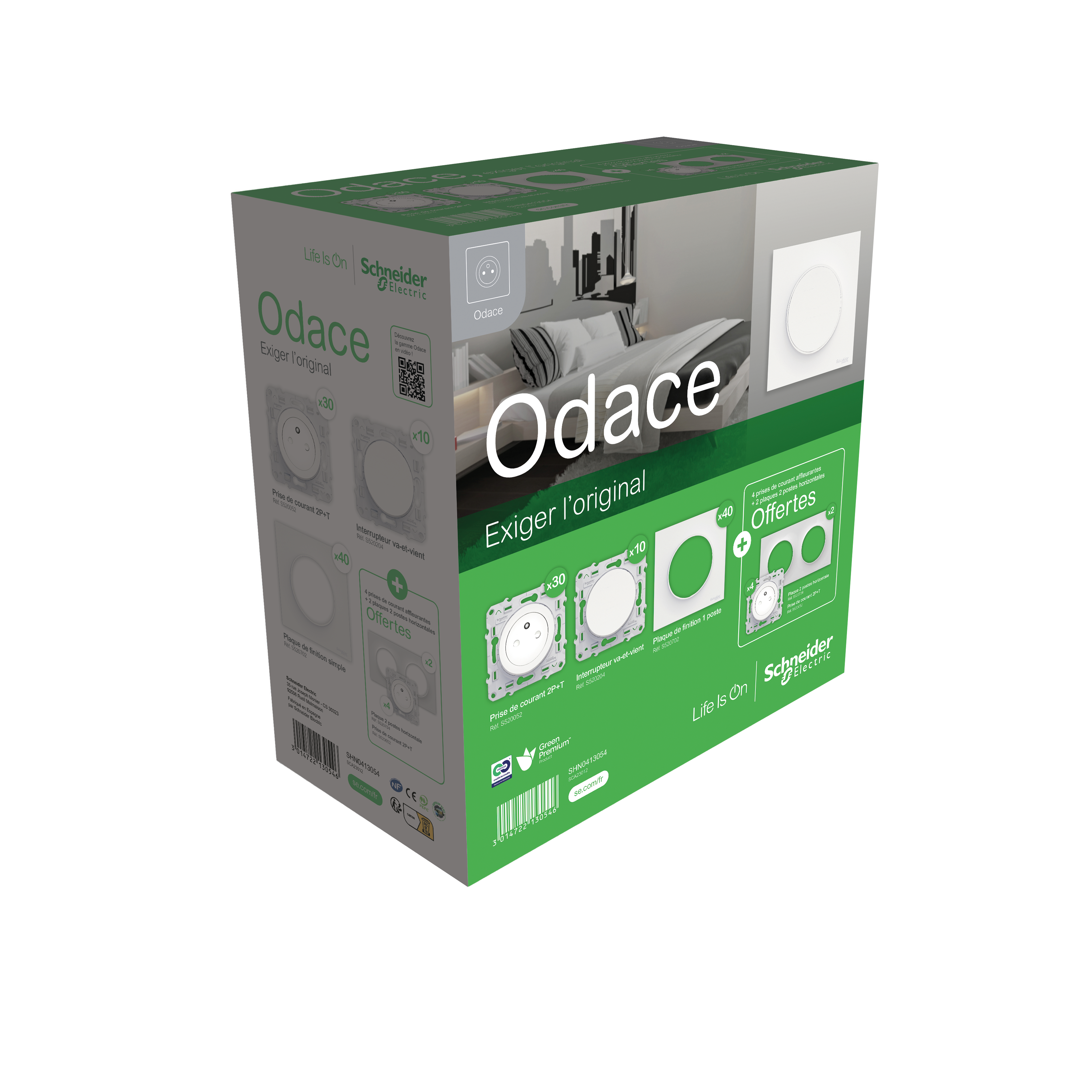 Lot 30 prises, 10 interrupteurs et 40 plaques Odace SCHNEIDER ELECTRIC ...