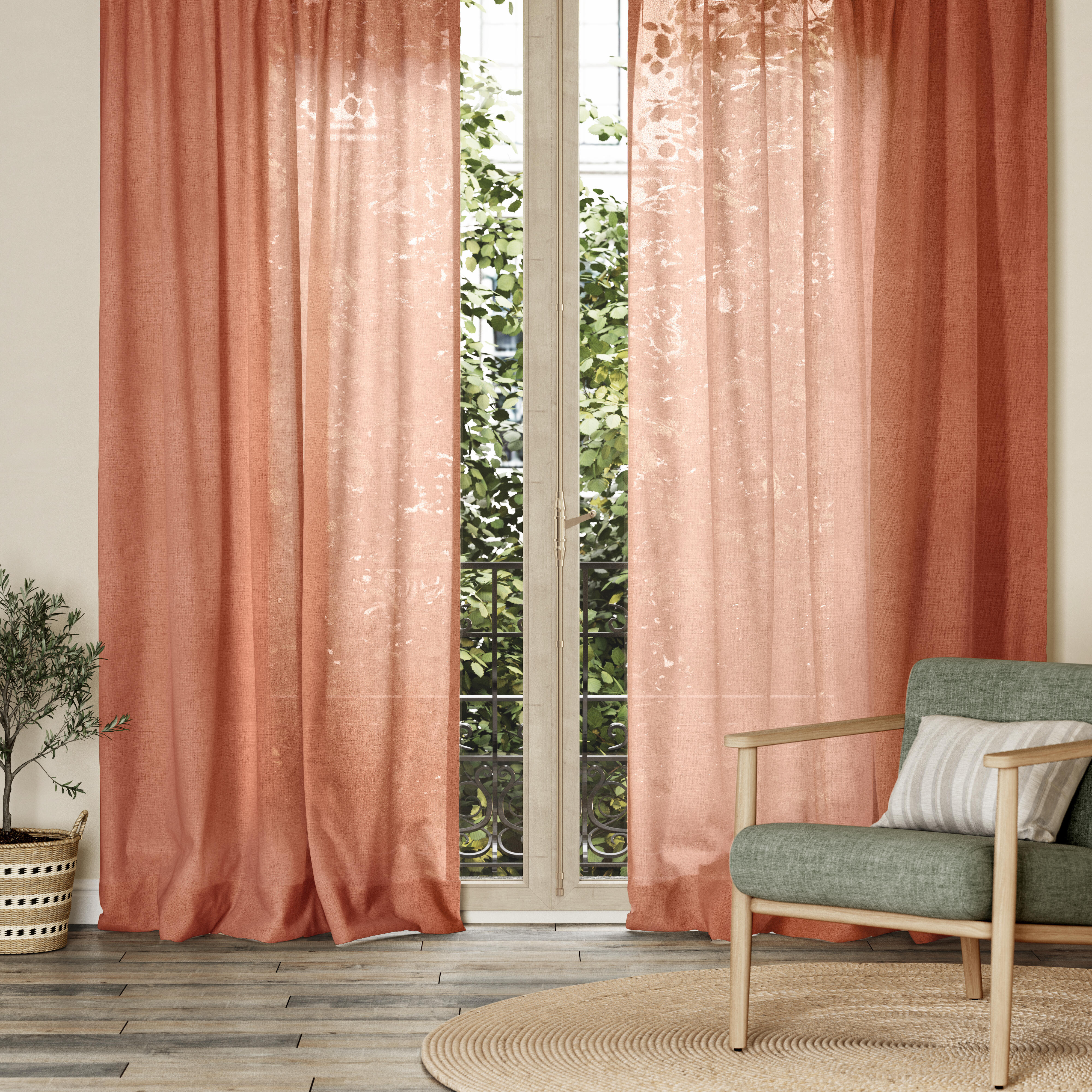 Cortina cinta frunce Taylor INSPIRE liso teja de 300x270cm | Leroy Merlin
