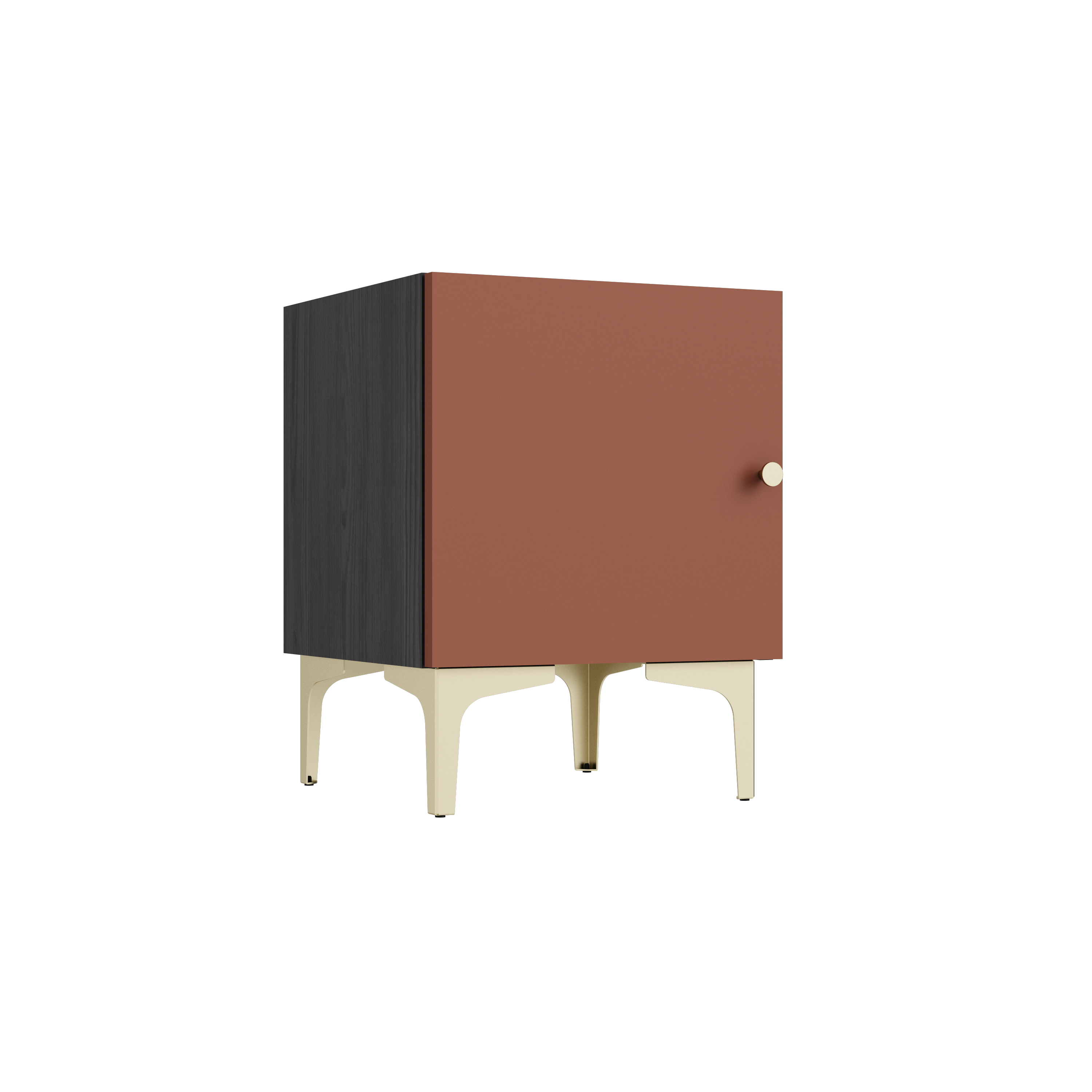 Table de chevet SPACEO Evo'M, terracotta / chêne H.53.4 x l.40 x P.38 ...