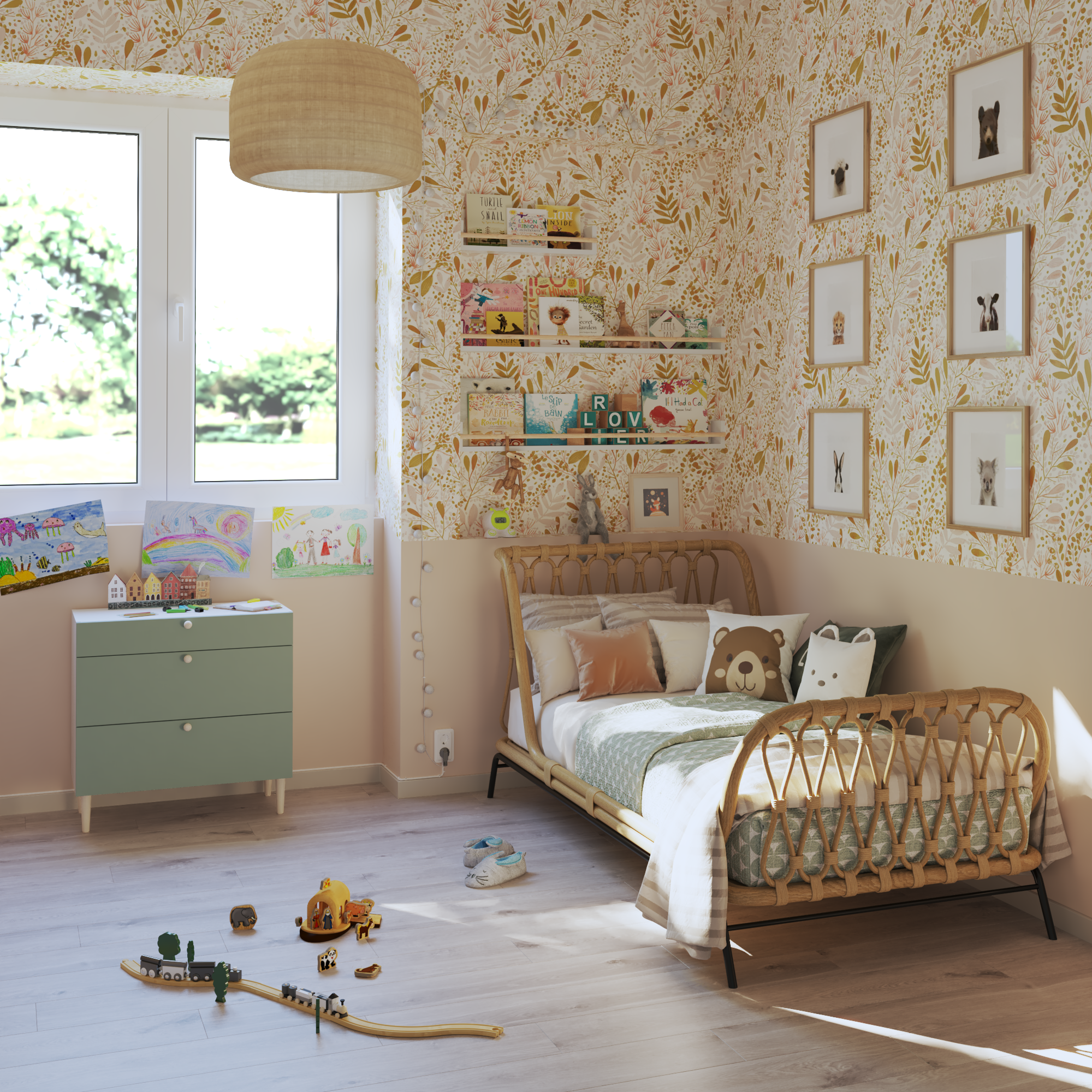 Une commode gris vert dans une chambre d’enfant charmante | Leroy Merlin