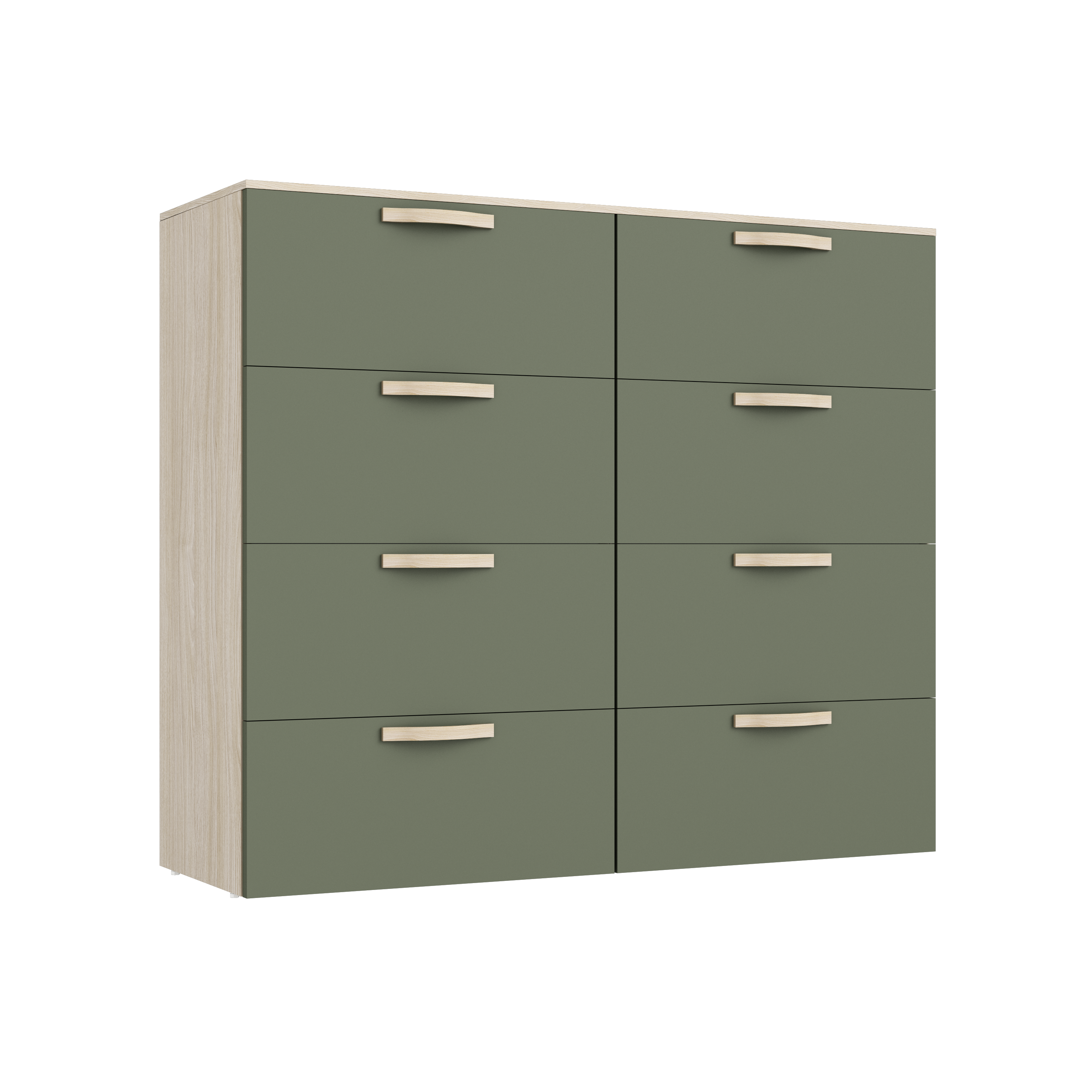 Commode SPACEO Evo'M, façade vert / caisson chêne H.103.6 x l.120 x P ...