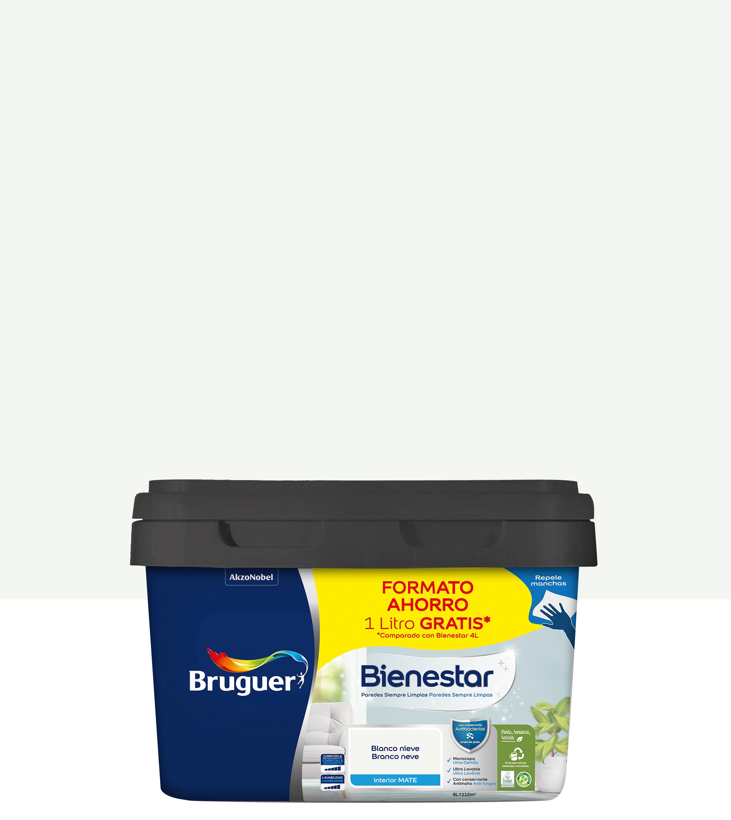 Pintura de interior BRUGUER bienestar Blanco Nieve mate 8L | Leroy Merlin