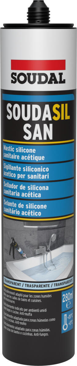 SILICONE ACÉTICO SANITÁRIOS SOUDASIL SAN SOUDAL 280ML TRANSPARENTE | Obramat