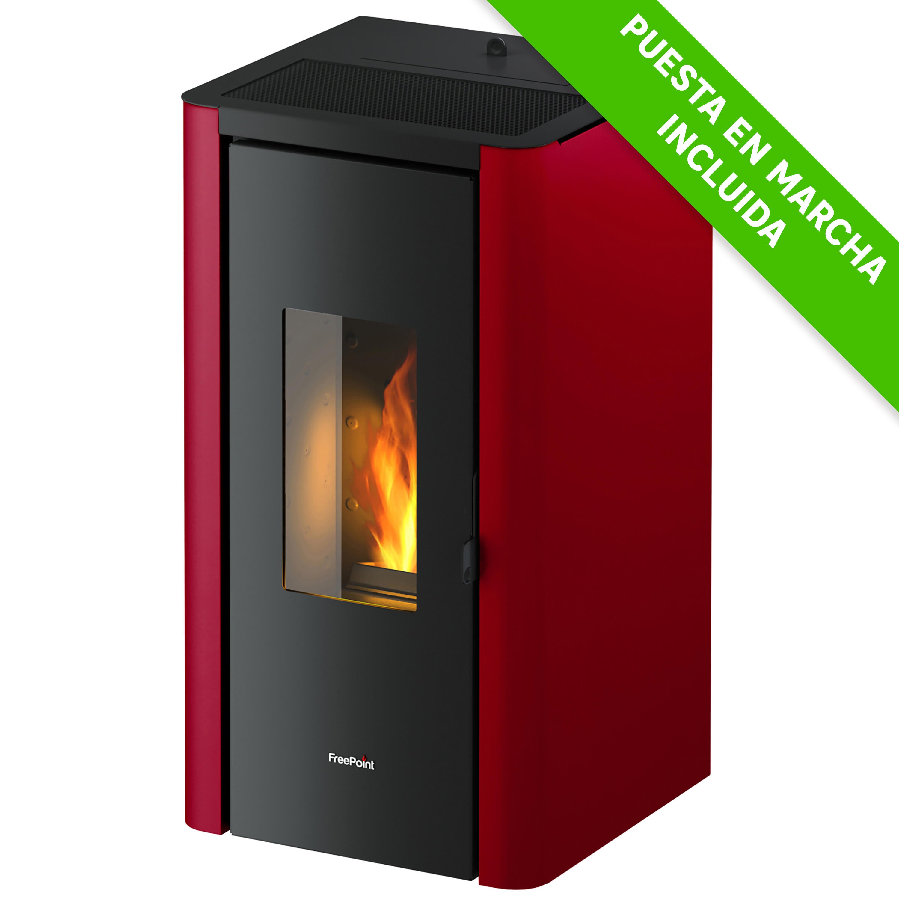 Estufa de pellet FREEPOINT Índigo 7 kW burdeos | Leroy Merlin