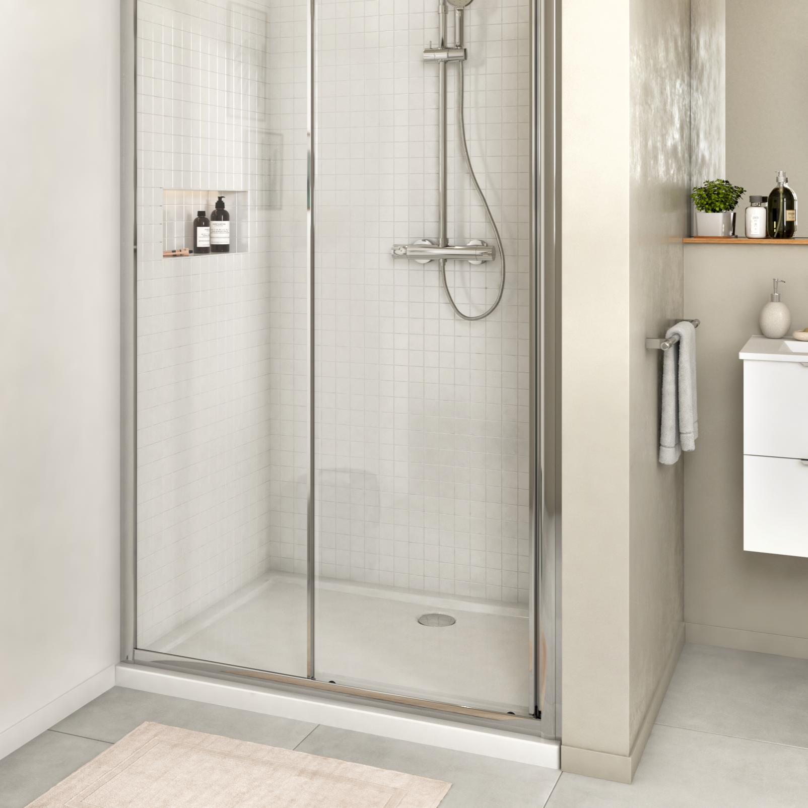 Receveur de douche standard, acrylique, blanc L.140 x l.80 cm ...