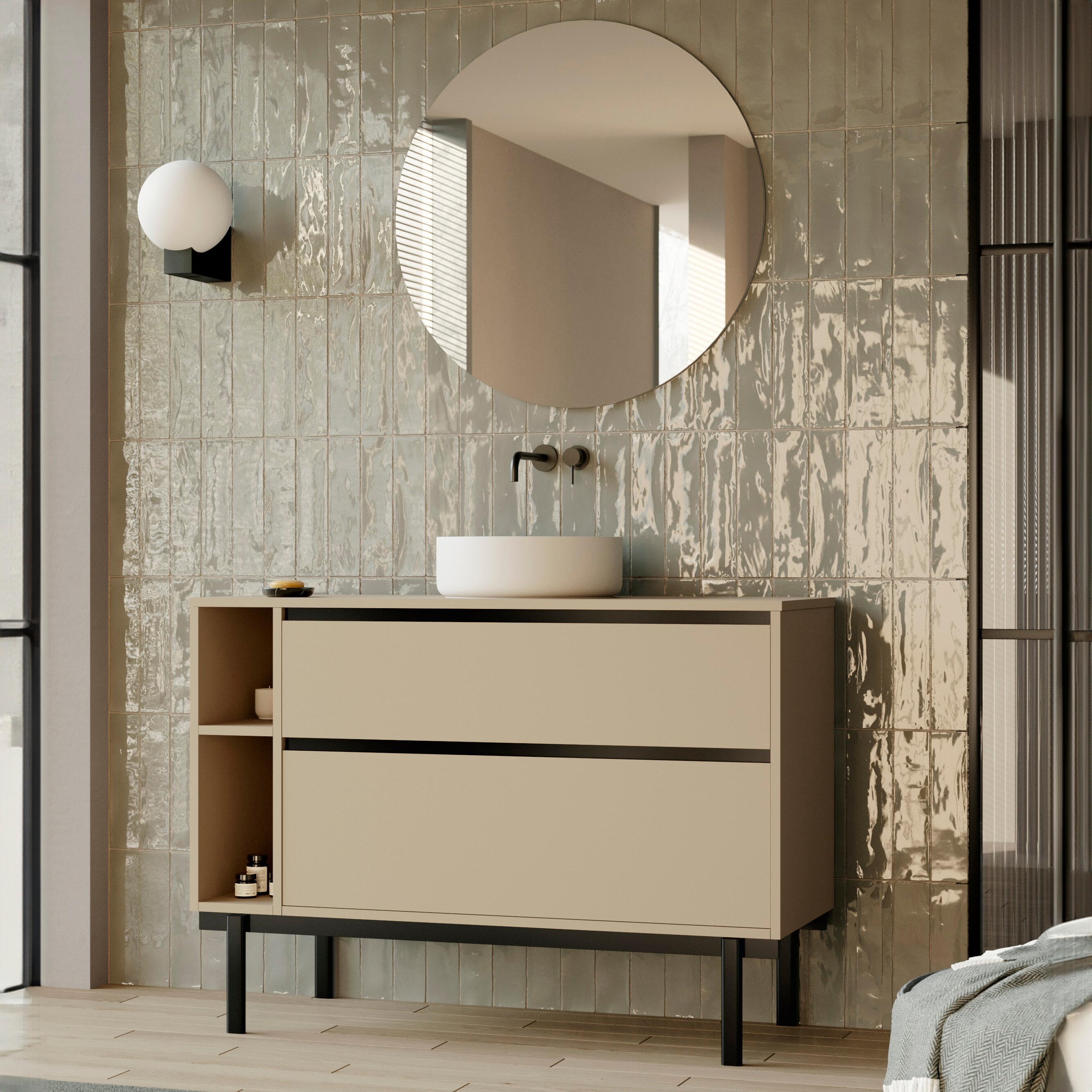 Mueble de baño con lavabo Tono beige mate 120x45 cm | Leroy Merlin
