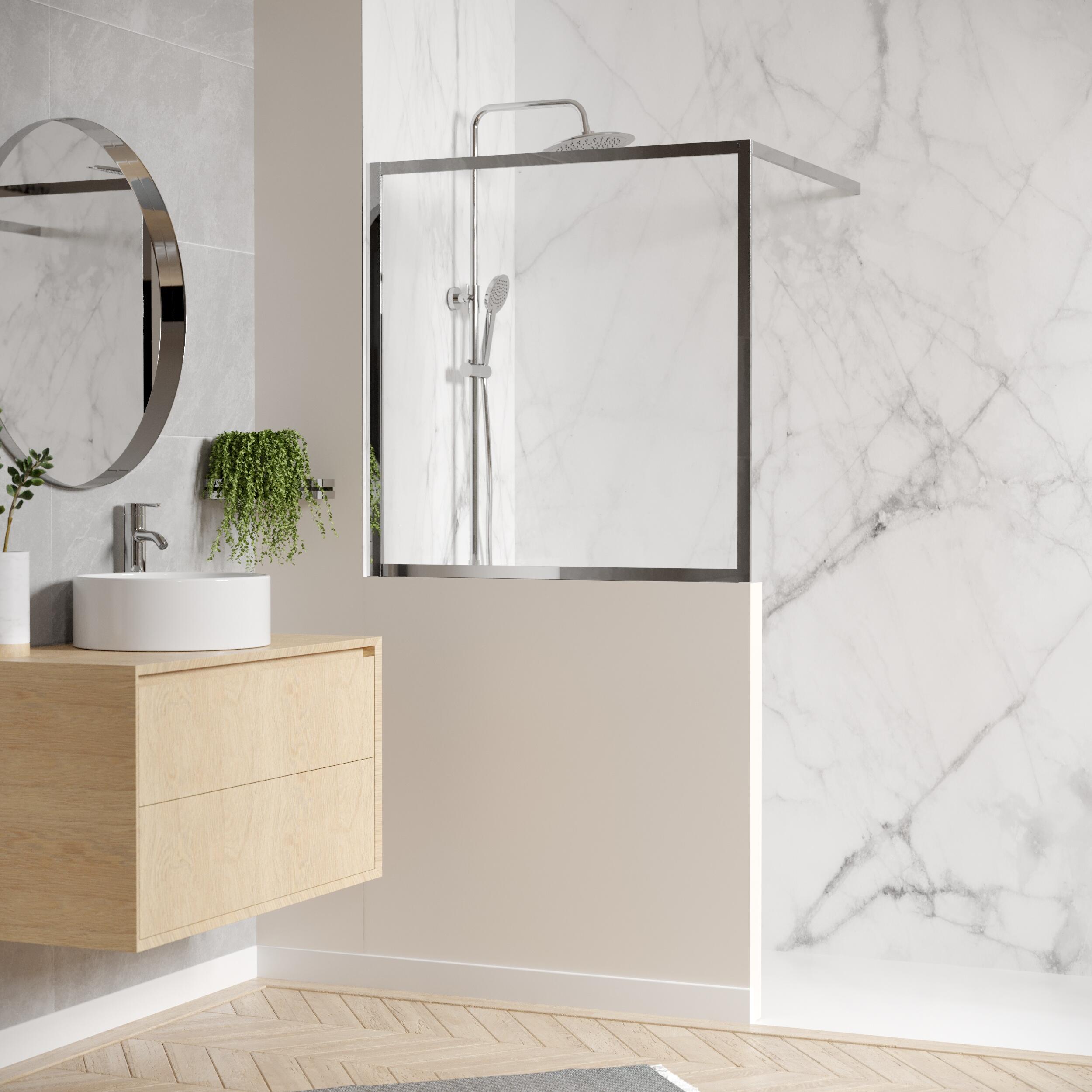 Pare-muret fixe transparent Chromé, H.100 x l.100 cm Square | Leroy Merlin