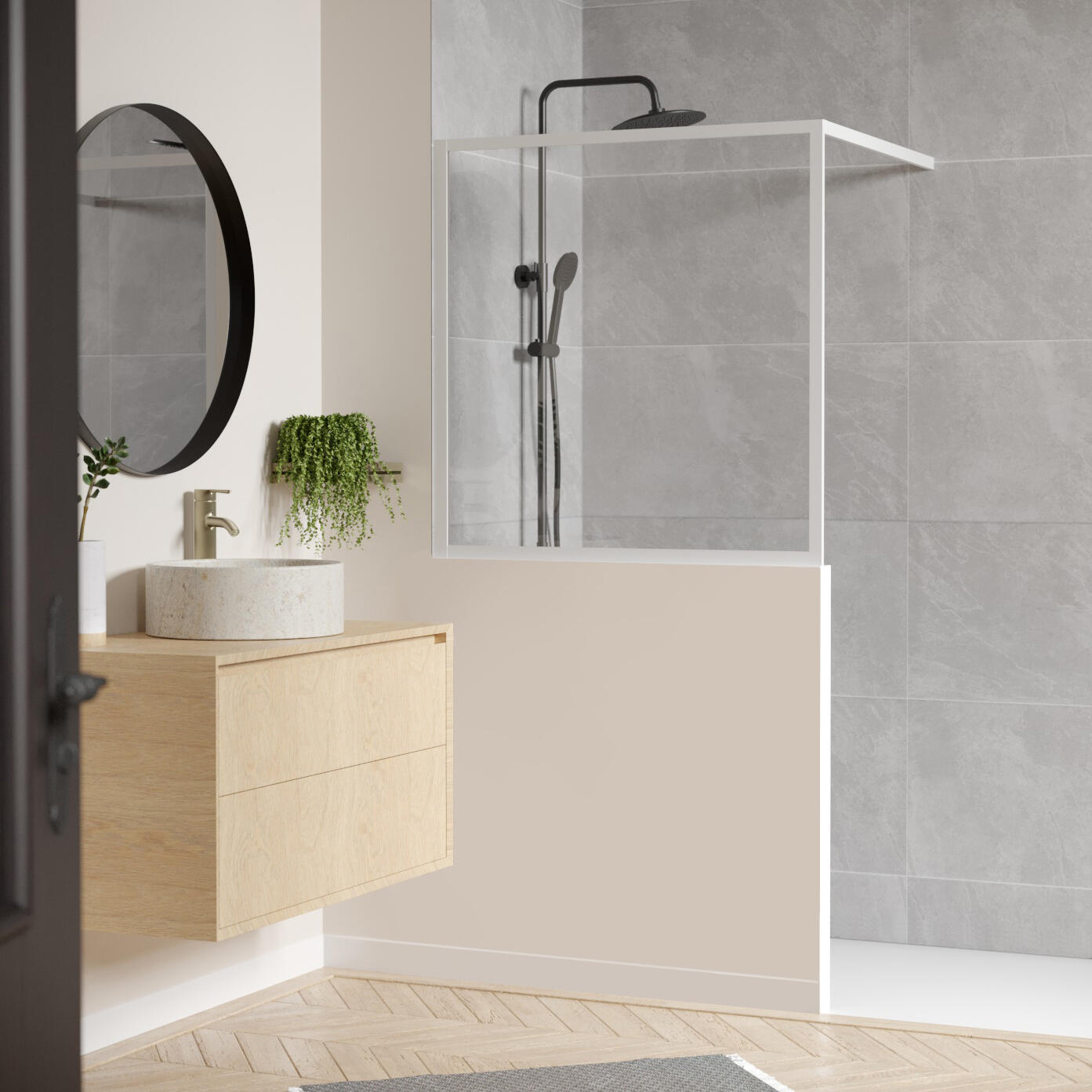 Pare-muret fixe transparent Blanc mat, H.100 x l.100 cm Square | Leroy ...