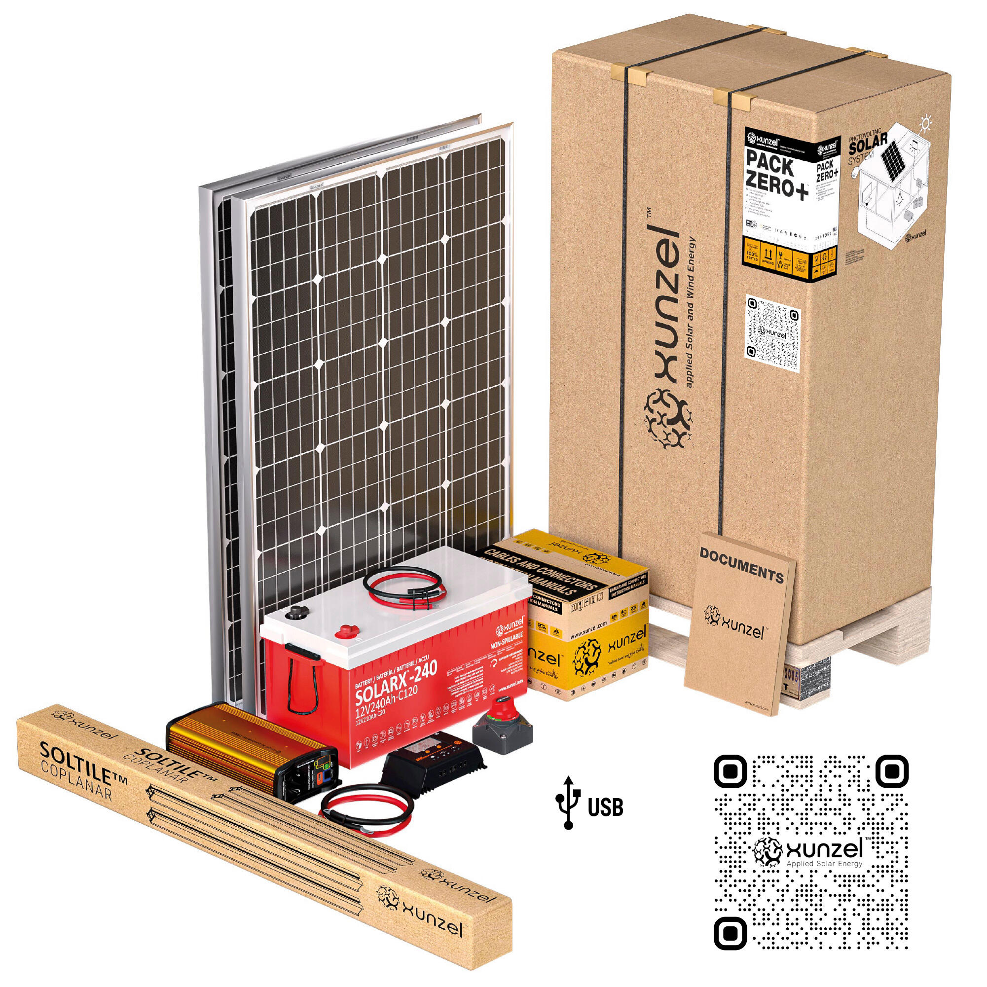 Kit Solar PACK ZERO+XUNZEL 1000XJ 1300Whd,batería 2,8kWh,inversor 1000W, soporte | Leroy Merlin