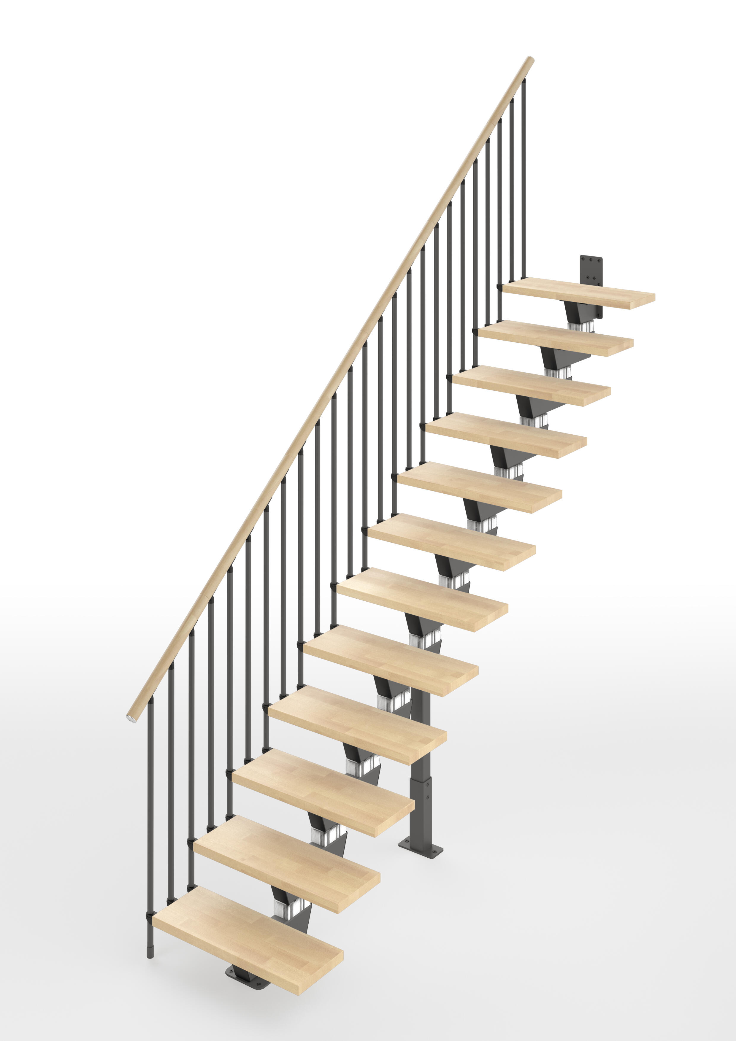 Scala a rampa dritto Vida larghezza 65 cm, grigio antracite, gradini in ...
