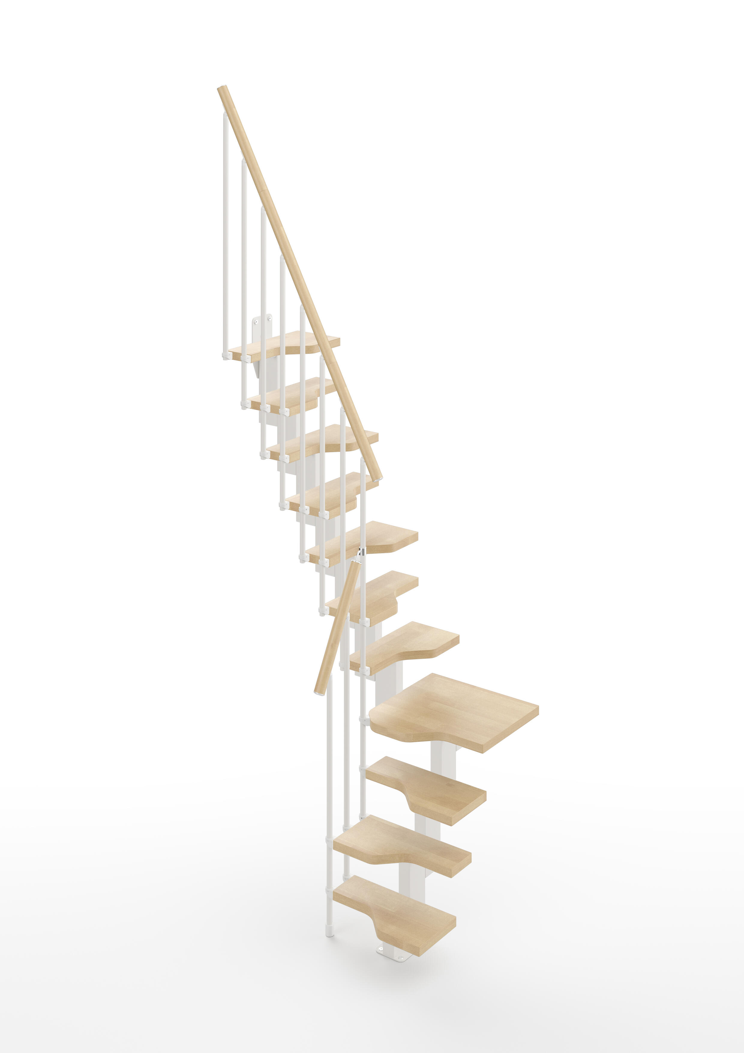 Scala a rampa passo giapponese Bria larghezza 61 cm, struttura in acciaio bianco, gradini in ...