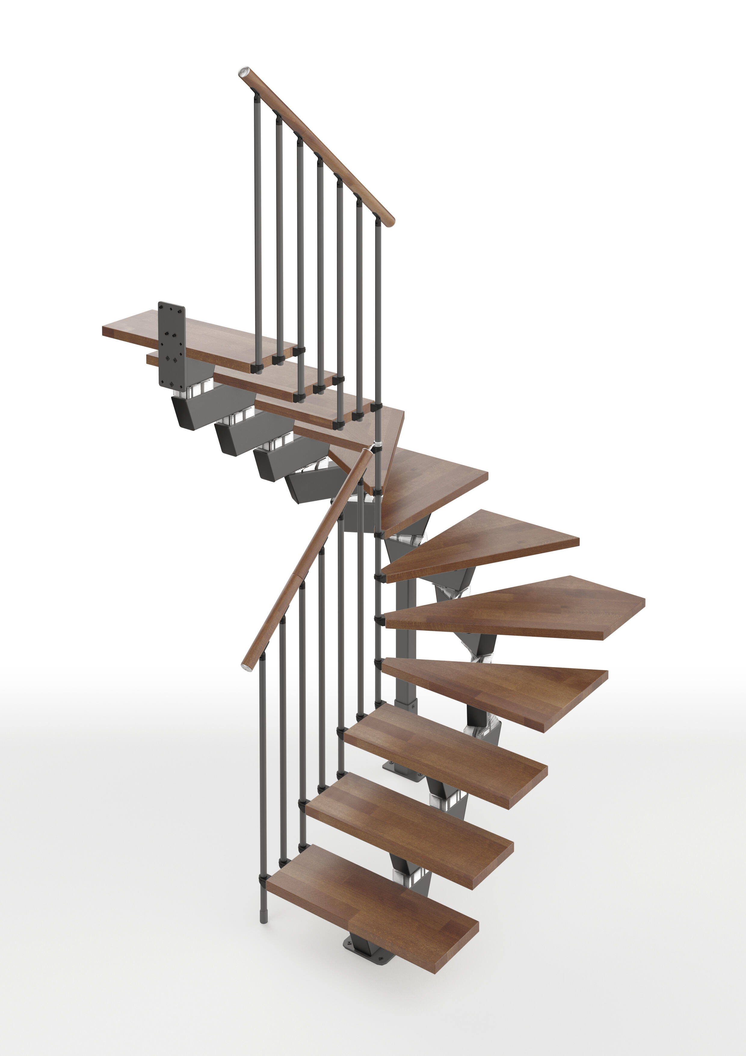 Scala a rampa 2/4 di giro Vida larghezza 85 cm, struttura in acciaio grigio antracite, gradini ...