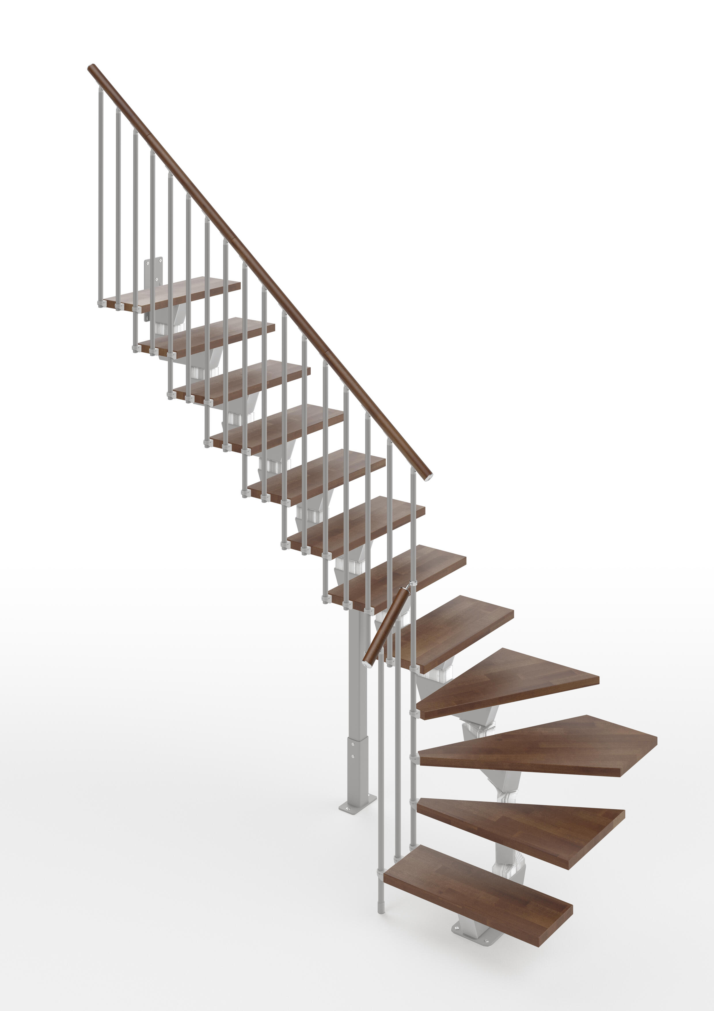 Escalera en 1/4 de giro Vida de acero y madera color gris de 313x95cm ...