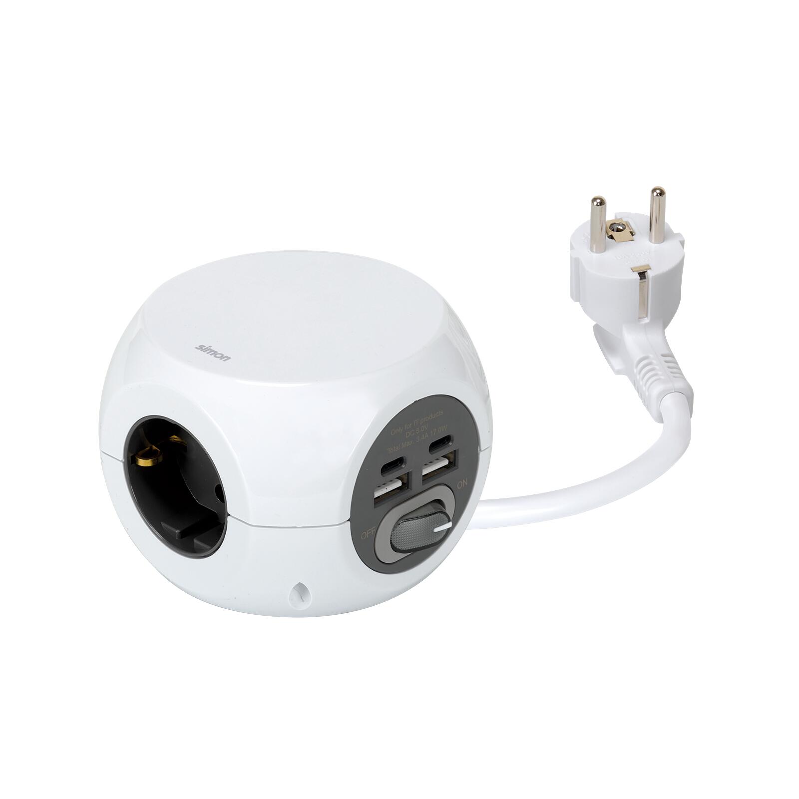 Base Multicombi 3 tomas 2 USB A + 2 USB C SIMON | Leroy Merlin