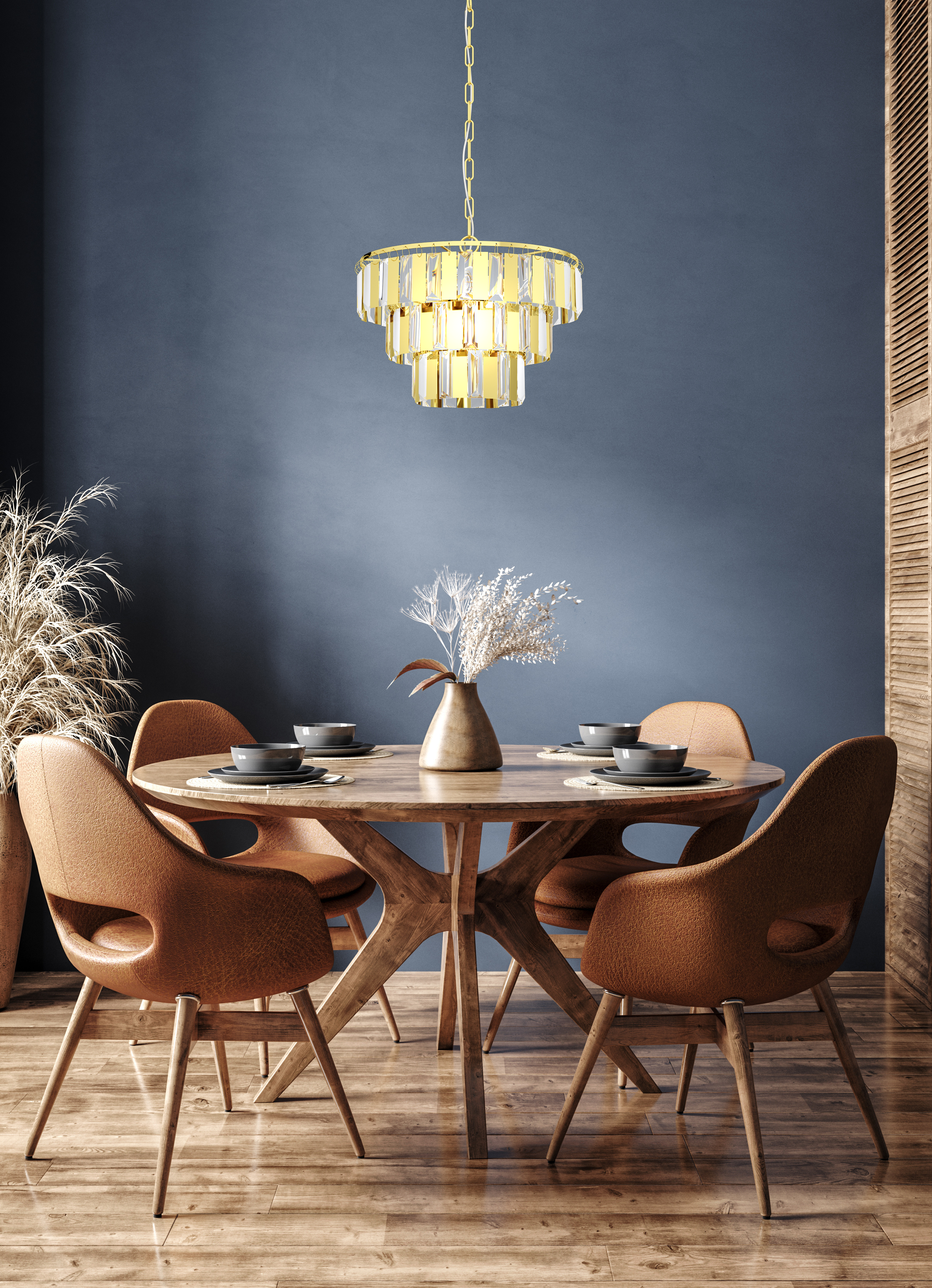Lámpara de techo colgante de cristal dorada 5 luces E14 Erseka Ø38.5 y ...
