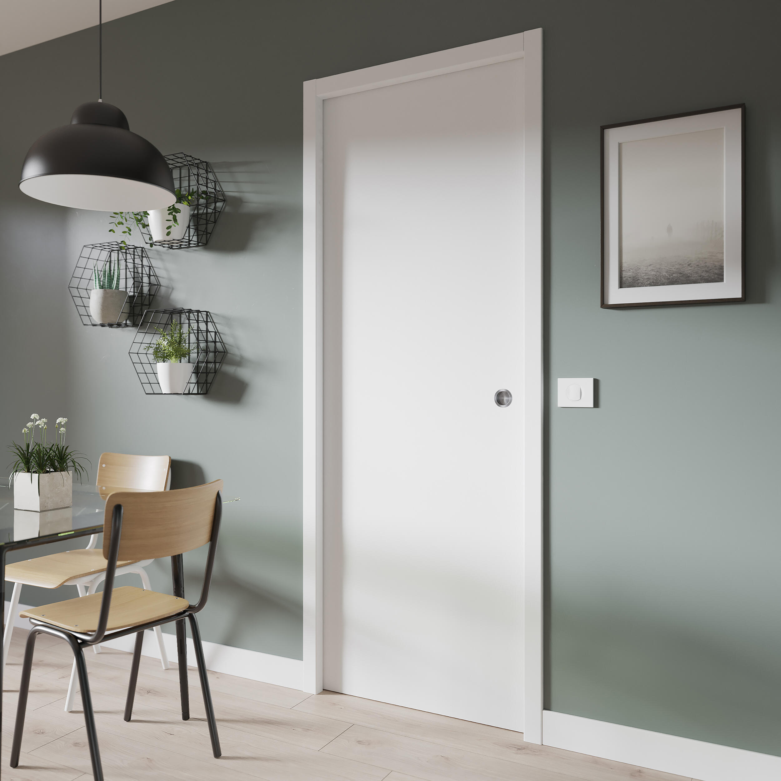 Système à galandage + kit de finition pour porte coulissante de largeur ...