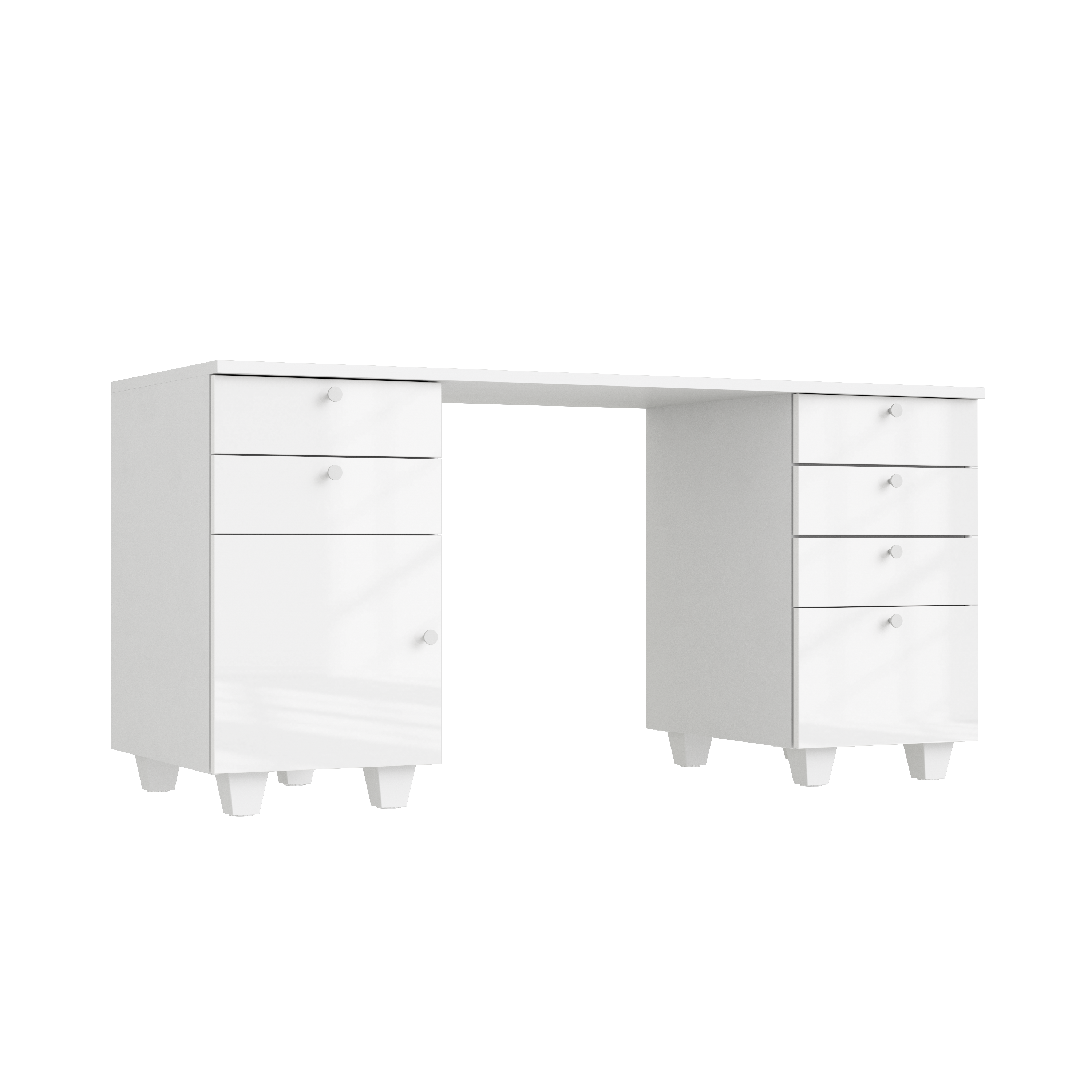 Bureau SPACEO Evo'M, façade blanc / caisson blanc H.72.7 x l.180 x P.54 ...