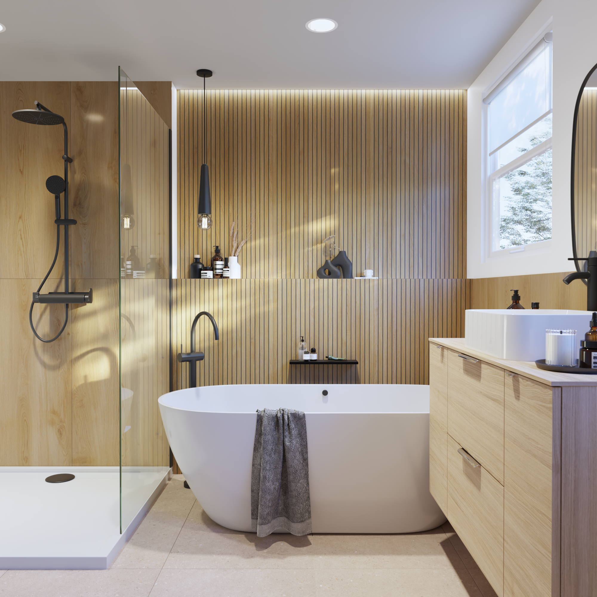 Carrelage mur intérieur effet strié bois beige Ipala l.59.6 x L.119.4 ...