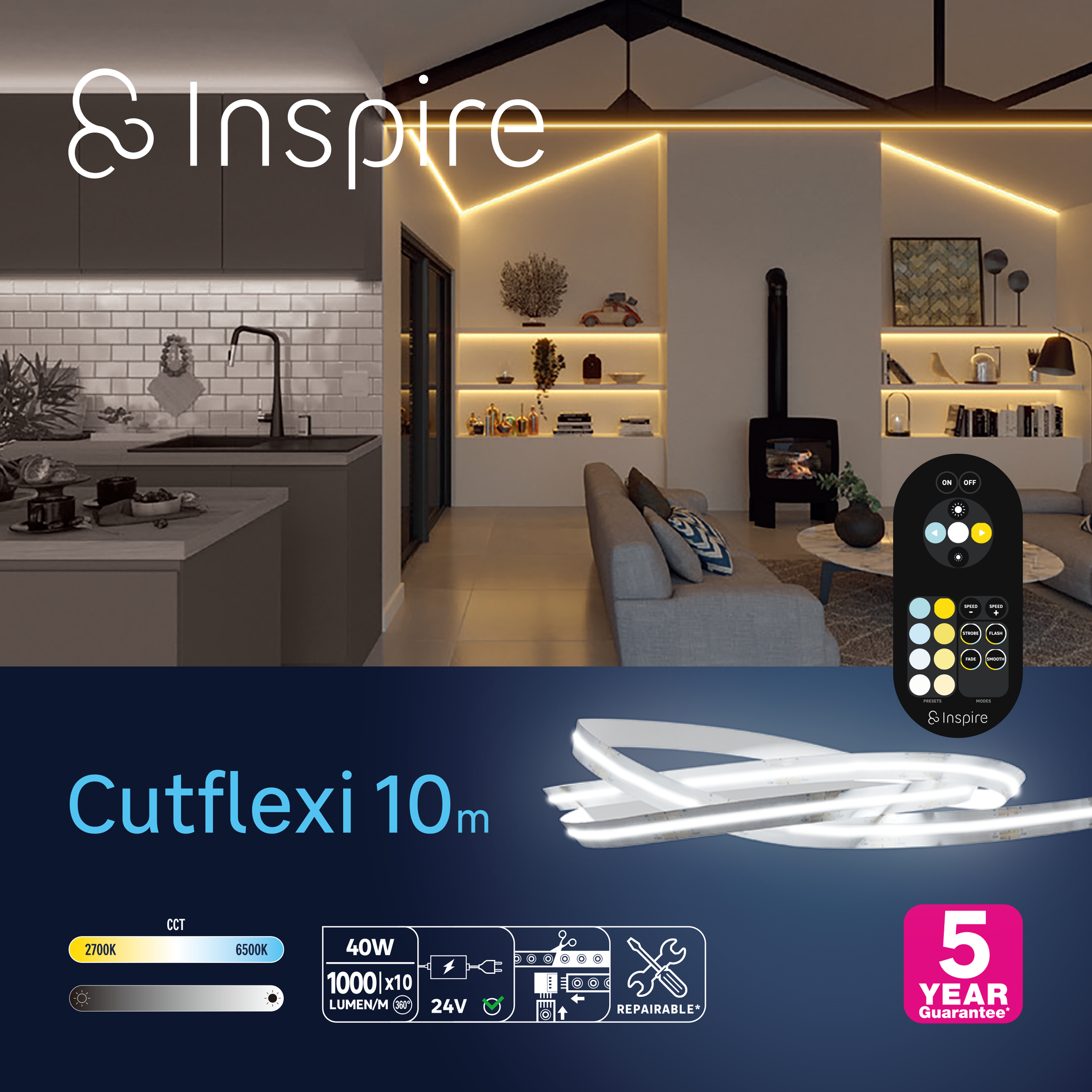 Tira LED Cutflexi INSPIRE 10000 lm luz blanco neutro 10 m IP20 | Leroy ...