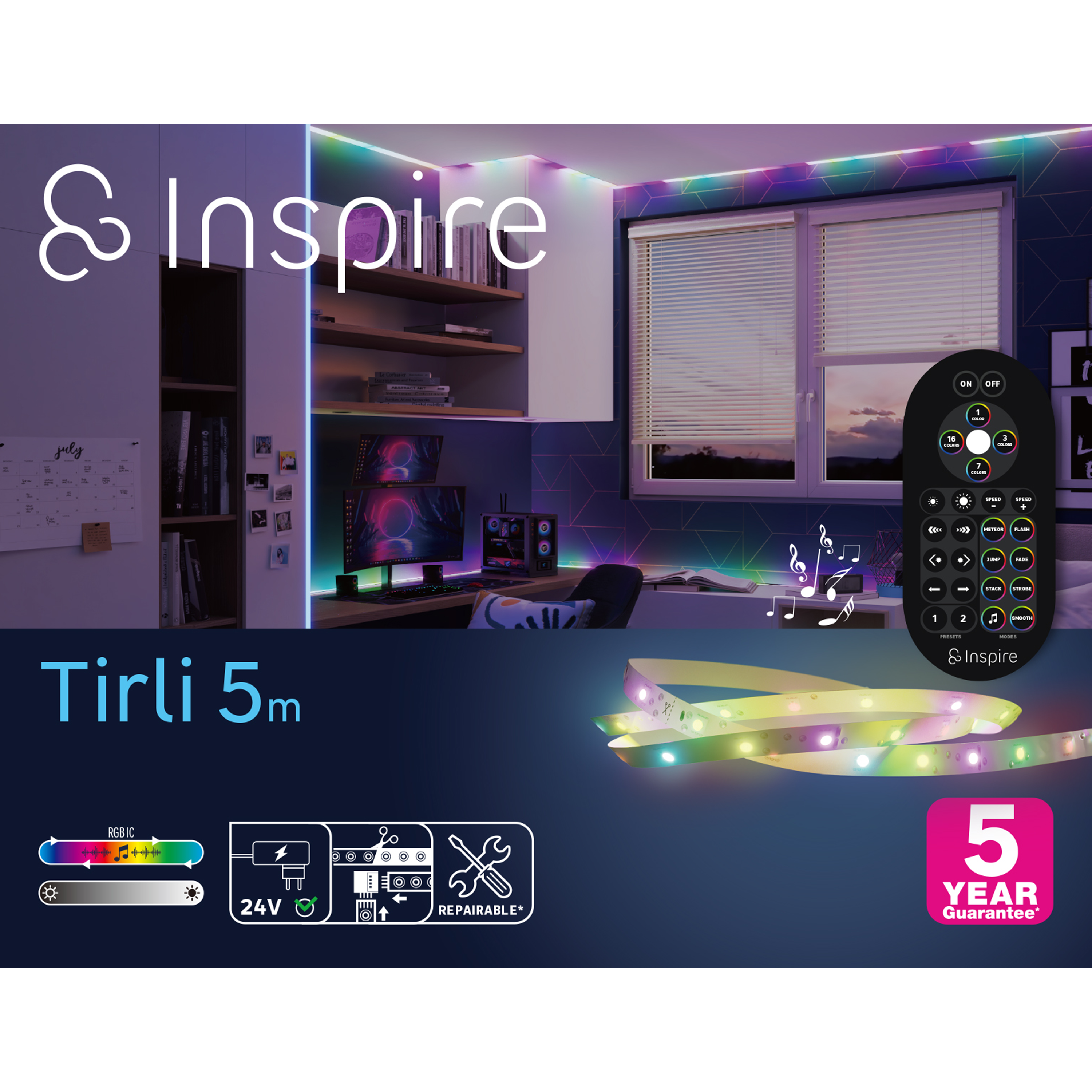 Kit striscia led Trili RGB Music 5m luce rgb multicolore INSPIRE ...