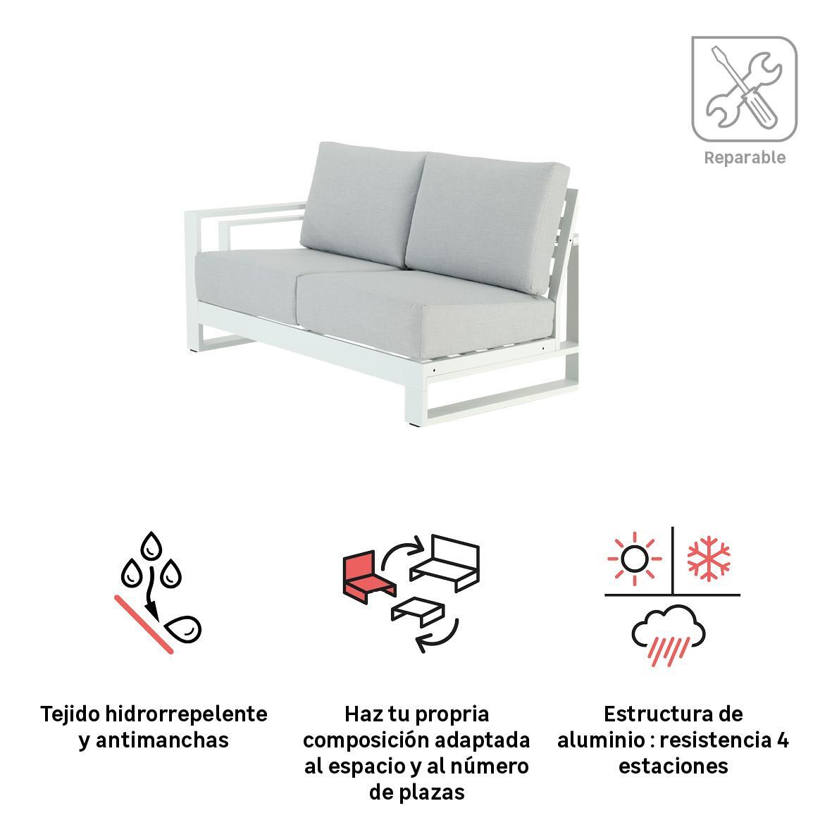 Conjunto esquinero de jardín NATERIAL Athena de aluminio blanco para 6 ...