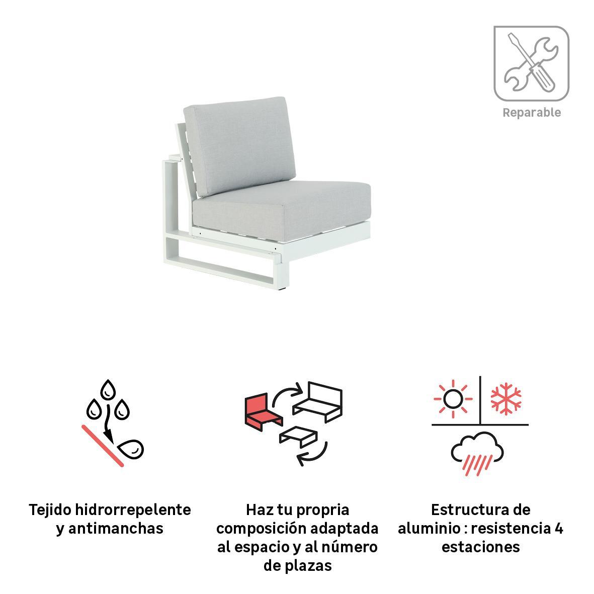 Conjunto esquinero de jardín NATERIAL Athena de aluminio blanco para 6 ...