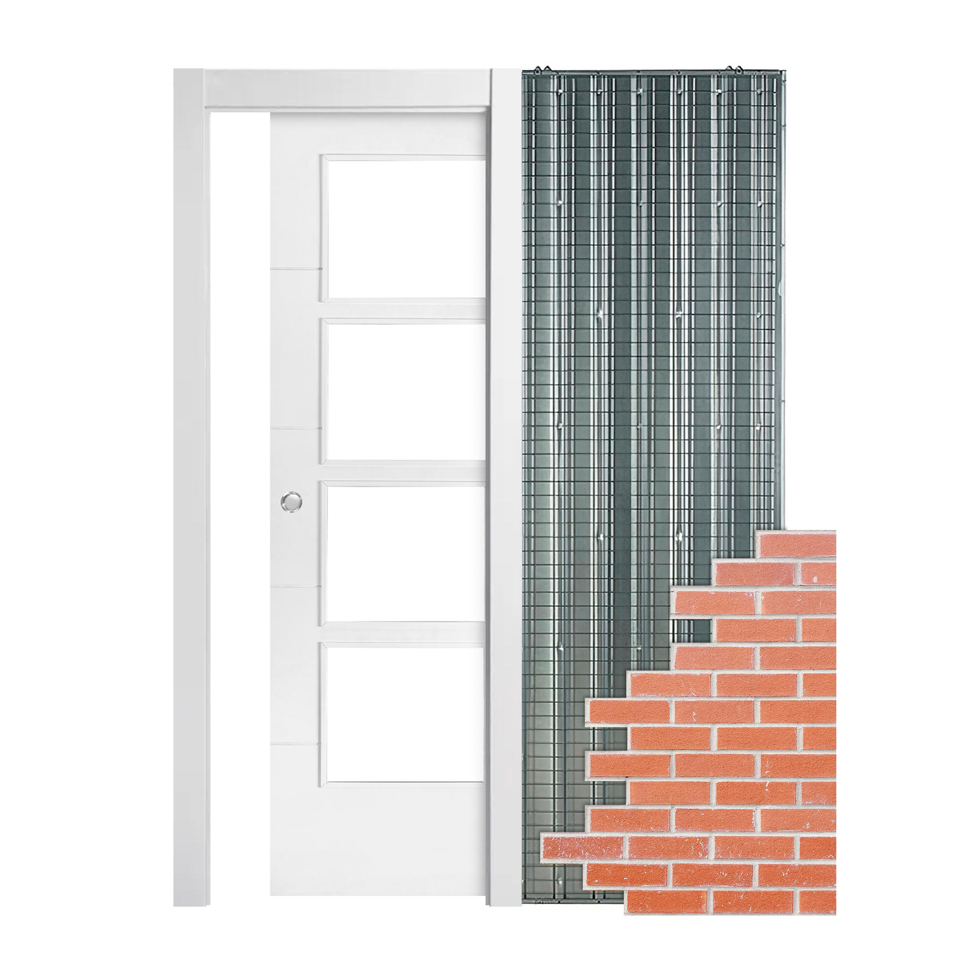 Conjunto de casoneto + puerta Lucerna Plus blanco de 82.5cm + kit de tapetas | Leroy Merlin