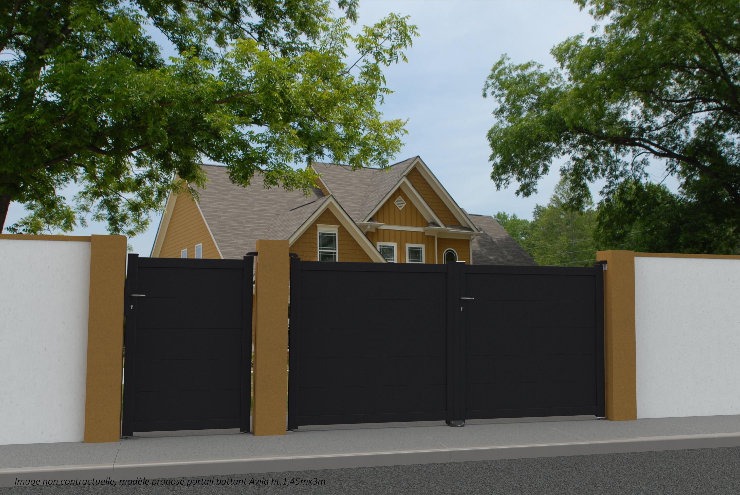 Portillon aluminium AVILA ouvr.droit noir 9005 ROY l.100xH.145cm ...