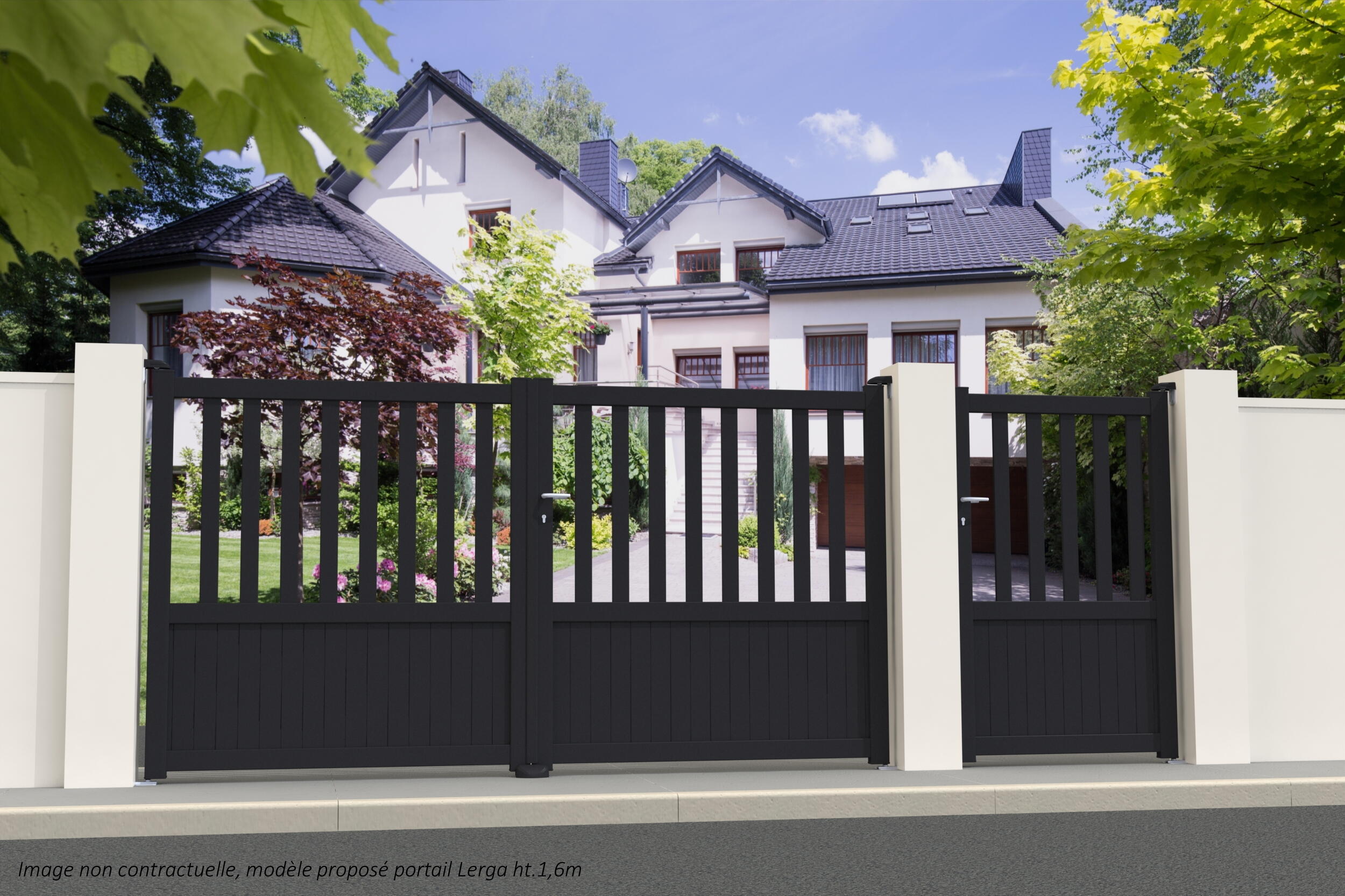 Portillon aluminium LERGA ouvr.droit noir 9005 ROY l.100xH.160cm ...