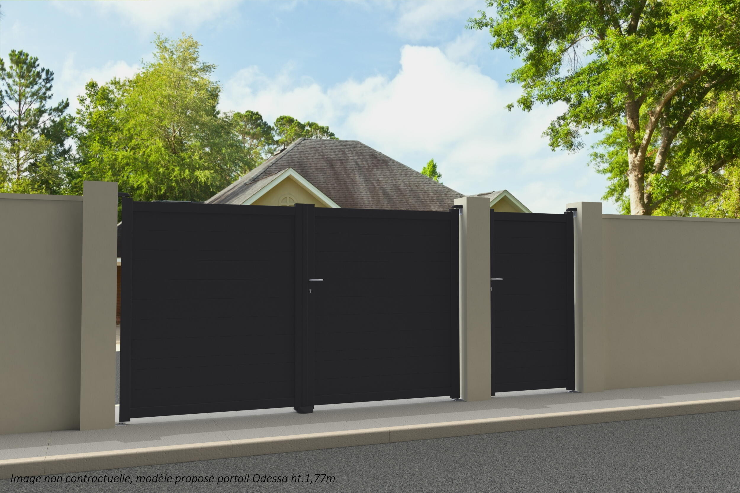 Portillon aluminium ODESSA ouvr.gauche noir 9005 ROY l.100xH.177cm ...