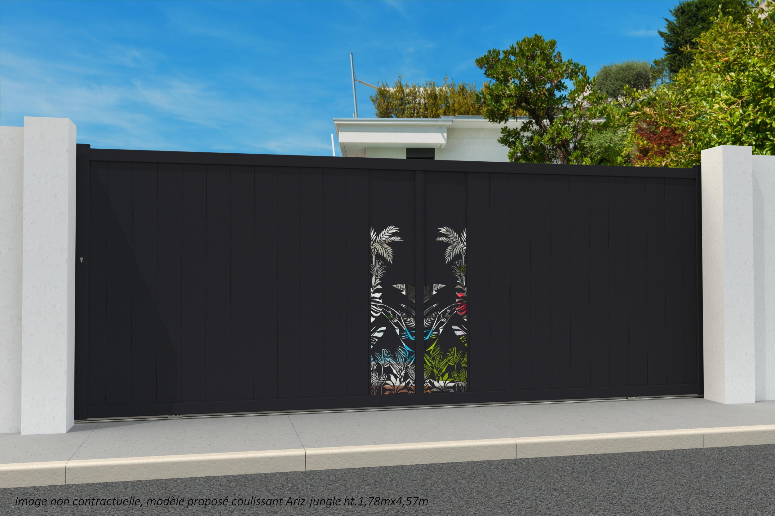 Coulissant aluminium ARIZ .jungle ouvr.gauche noir 9005 ROY l.457xH ...