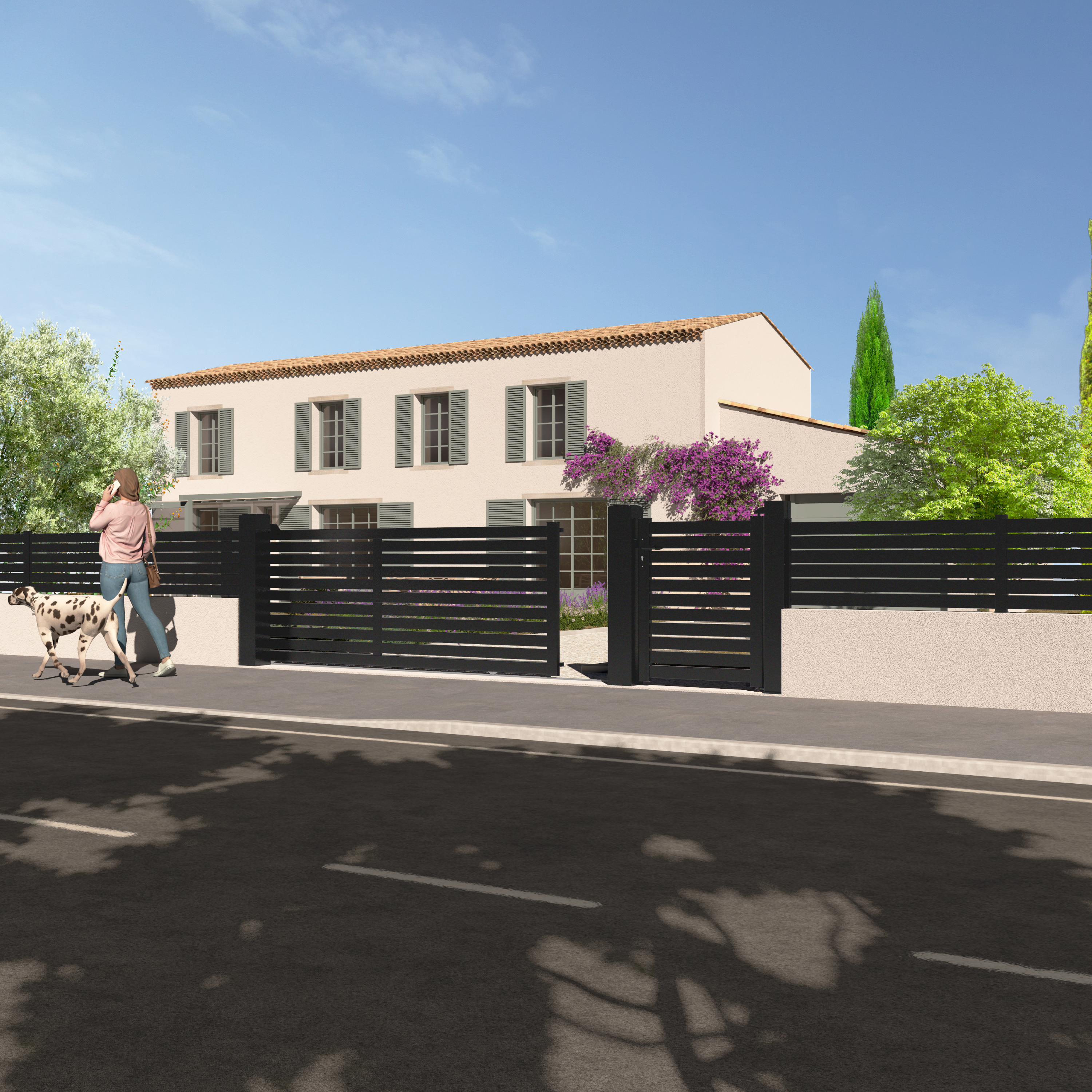 Portail coulissant aluminium Trez noir KLOS UP, l.362 x H.173.5 cm ...