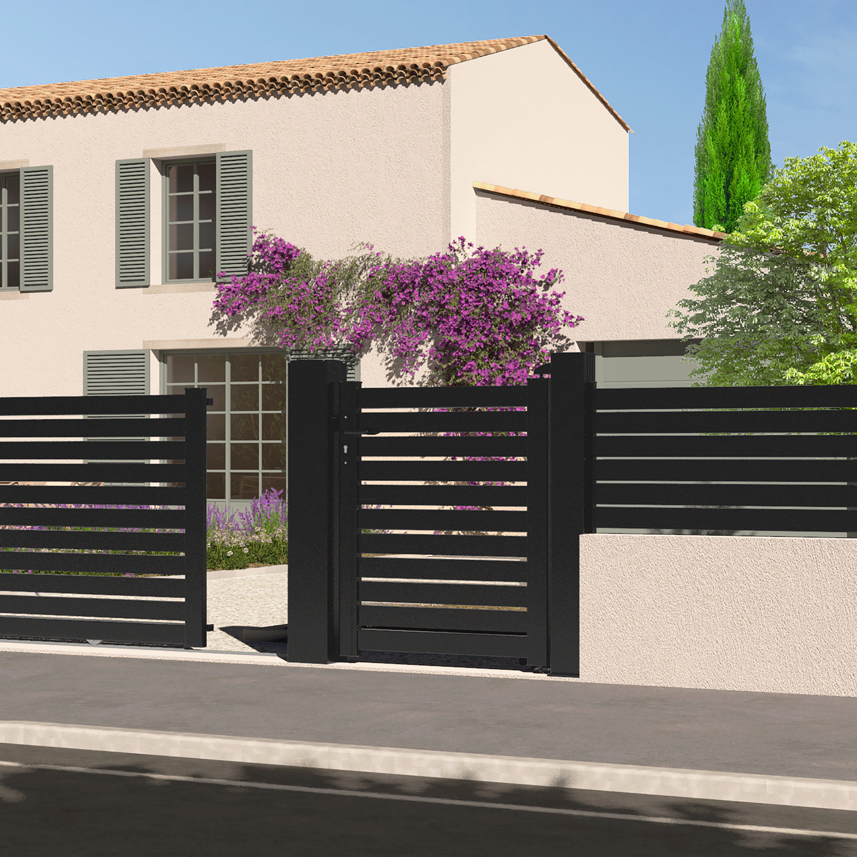 Portillon battant aluminium Trez noir sablé, Klos up! l.99x H.153 cm ...