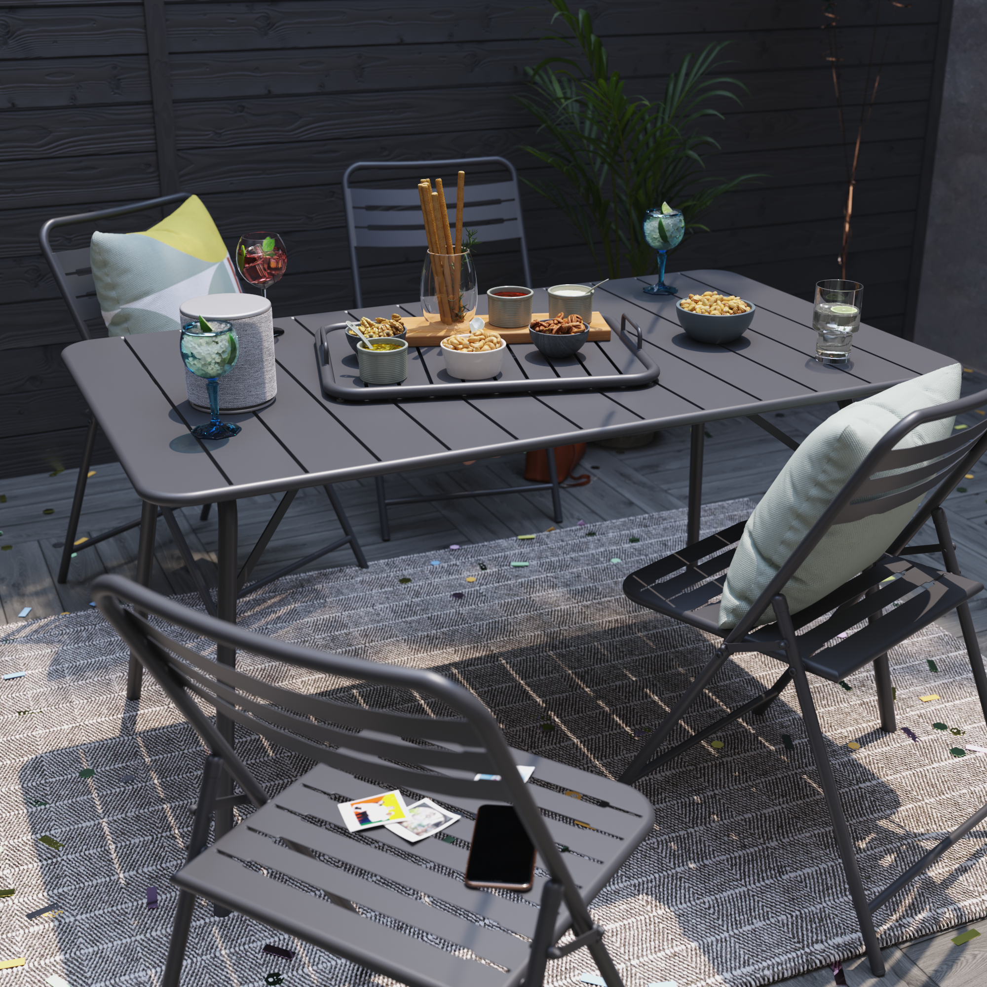Table de repas pliante en acier anthracite, 2 personnes Café NATERIAL ...