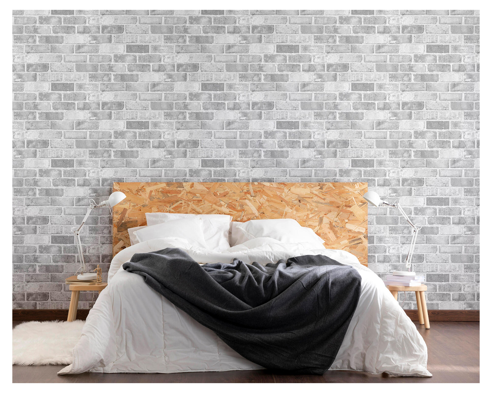 Papel pintado tapiz aplicación cola en papel Ladrillo 6656 gris VINELUS ...