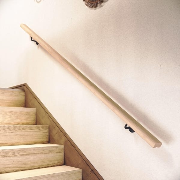 Kit pasamanos de madera en color pino natural de 2M soportes inlcuidos ...