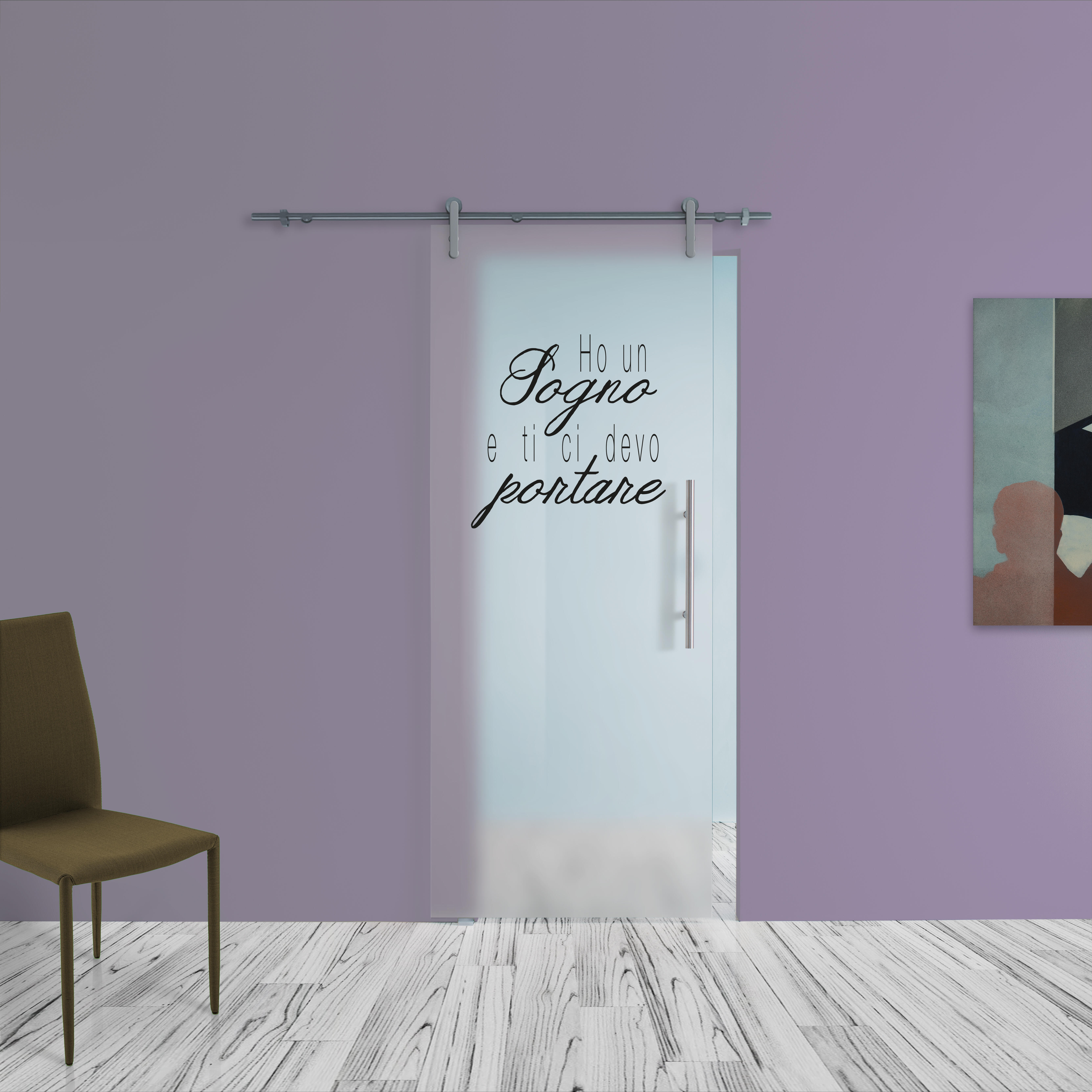 Porta scorrevole Sogno in vetro, L 88 x H 215 cm, con binario Lux ...