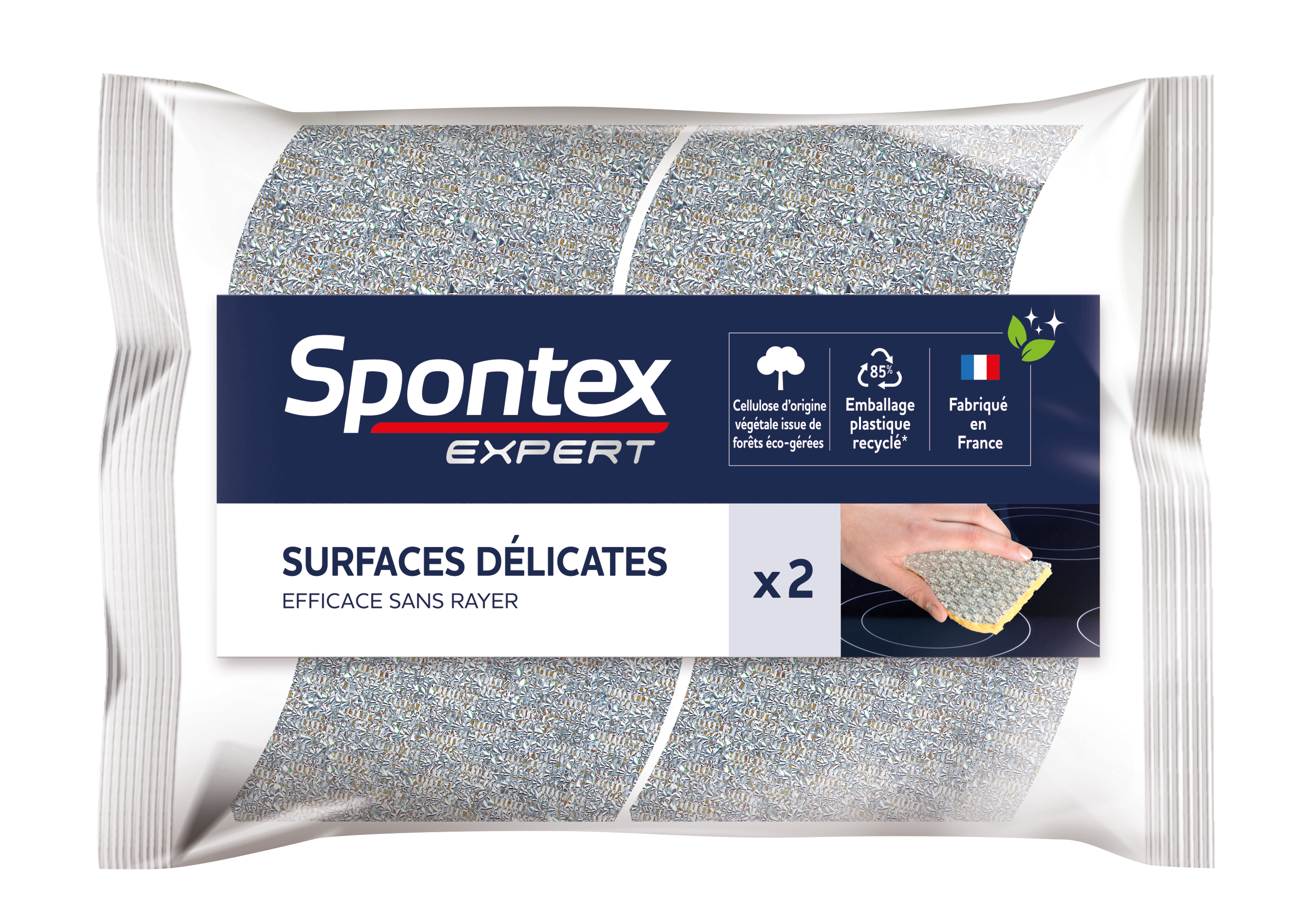 Lot de 2 Éponge artificielle Surfaces délicates universel, SPONTEX ...
